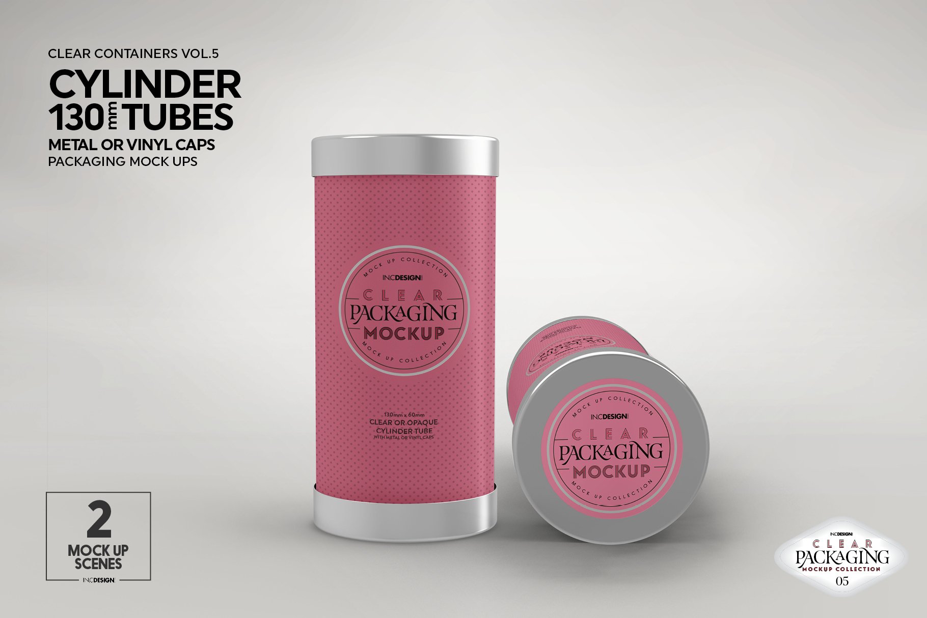 130mm Cylinder Tube Packaging Mockup (141491) | Branding | Design Bundles