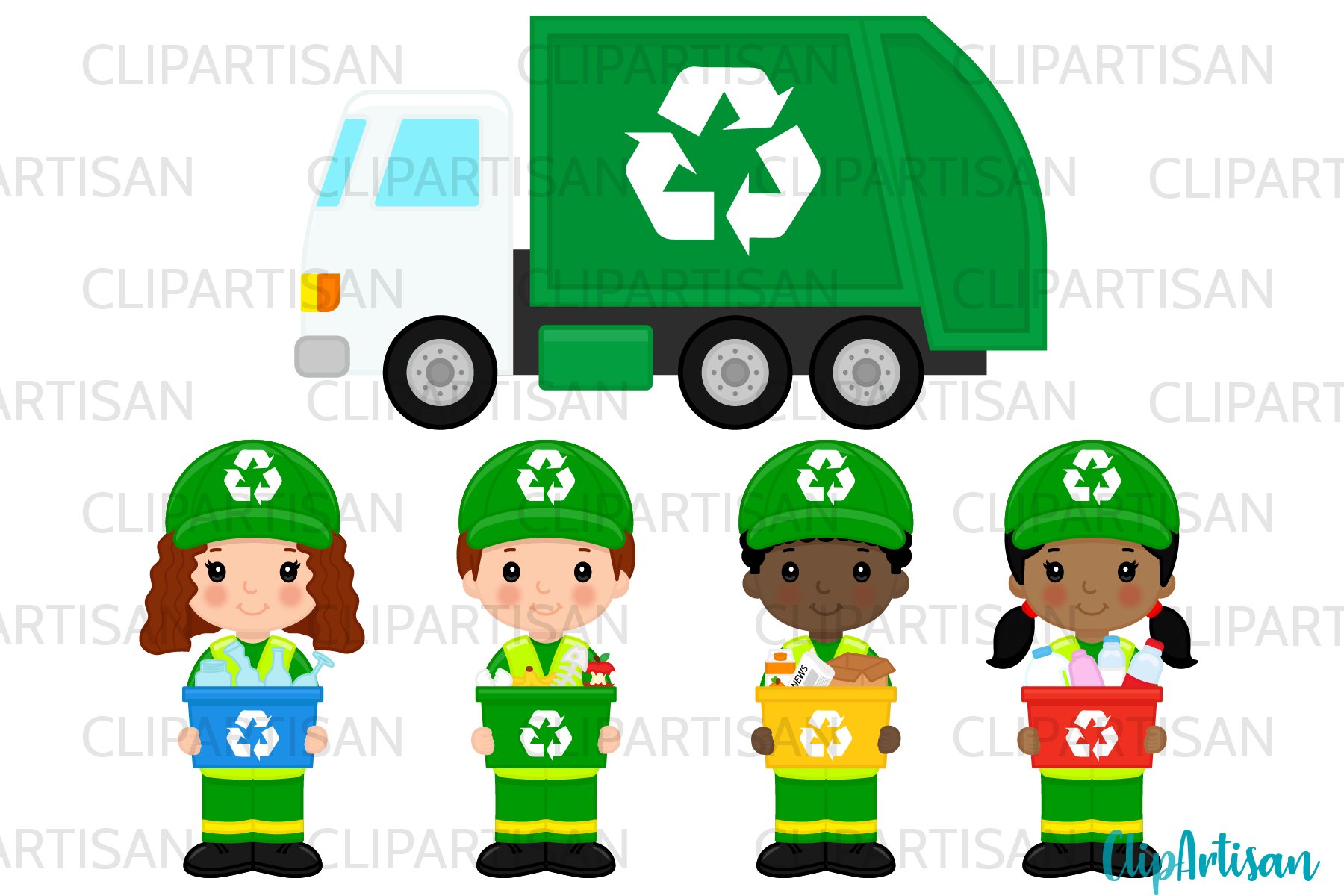 Recycling Clip Art, Garbage Truck Clipart, Earth Day (785483 ...