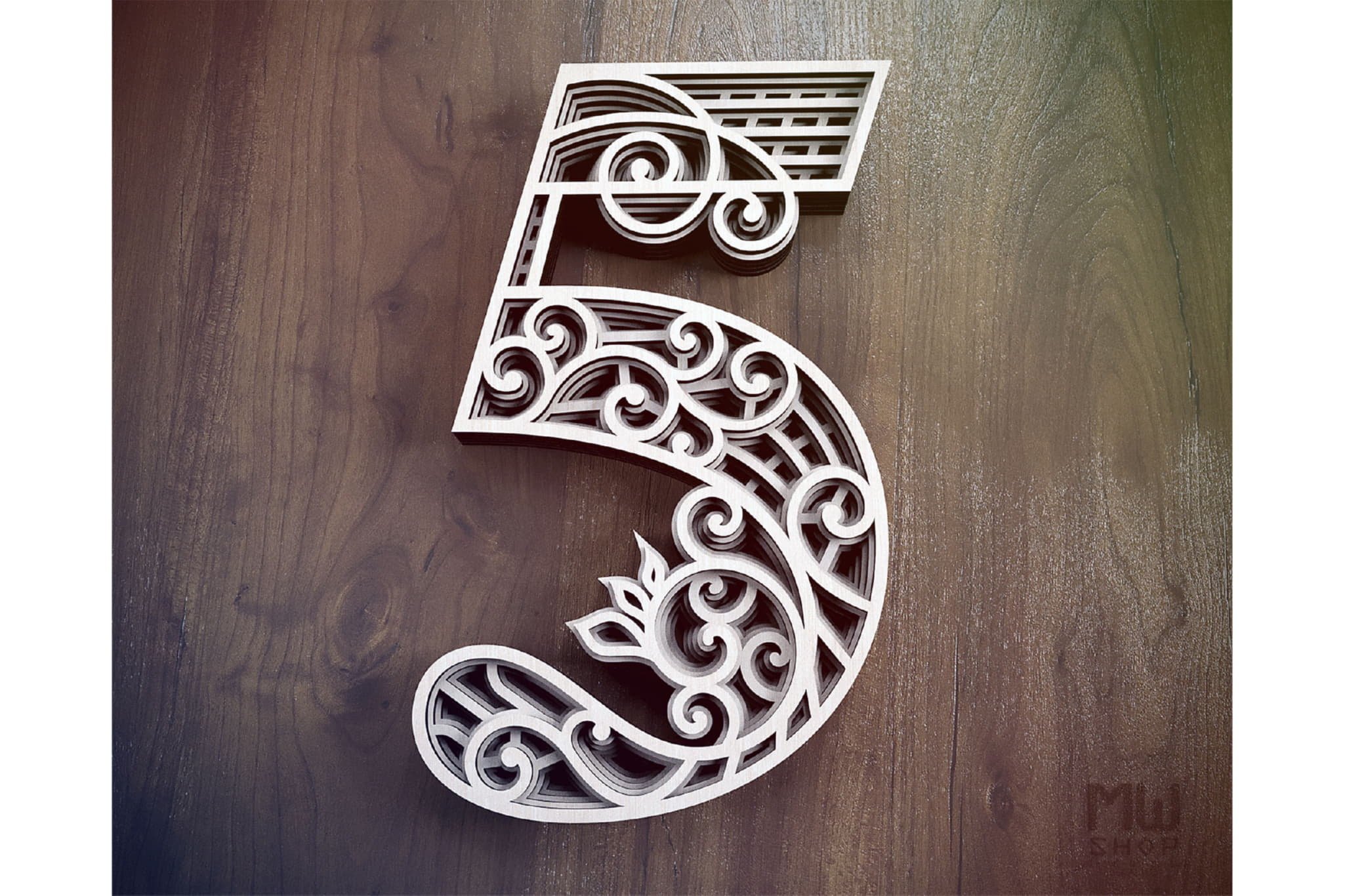 Layered Number 5, Multilayer Number 5 pattern, Number 5 SVG (579621 ...