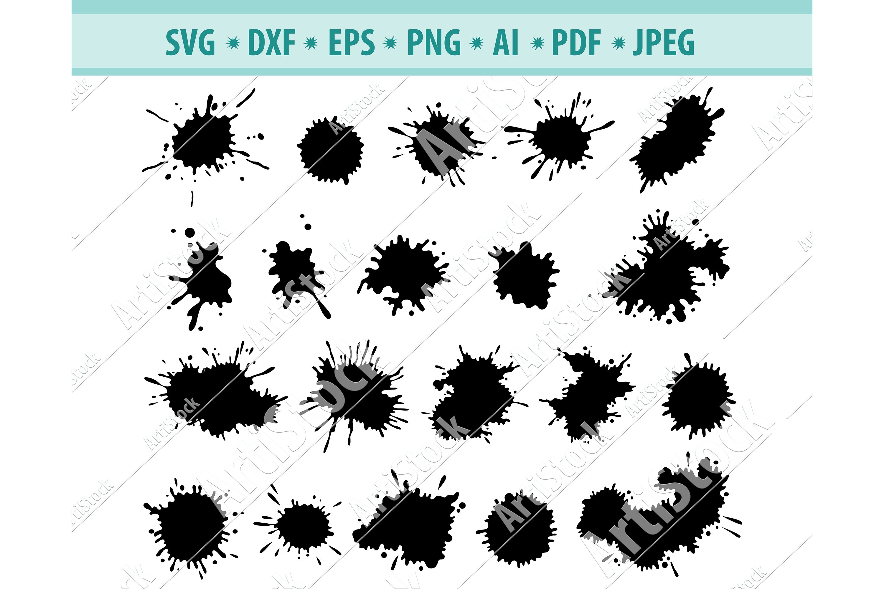 Splatter svg file, Spots svg, Ink spots Svg, Dxf, Png, Eps (413427 ...