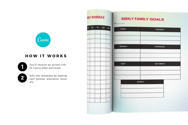 Weekly Family Goals Planner, CUSTOMIZABLE CANVA TEMPLATE