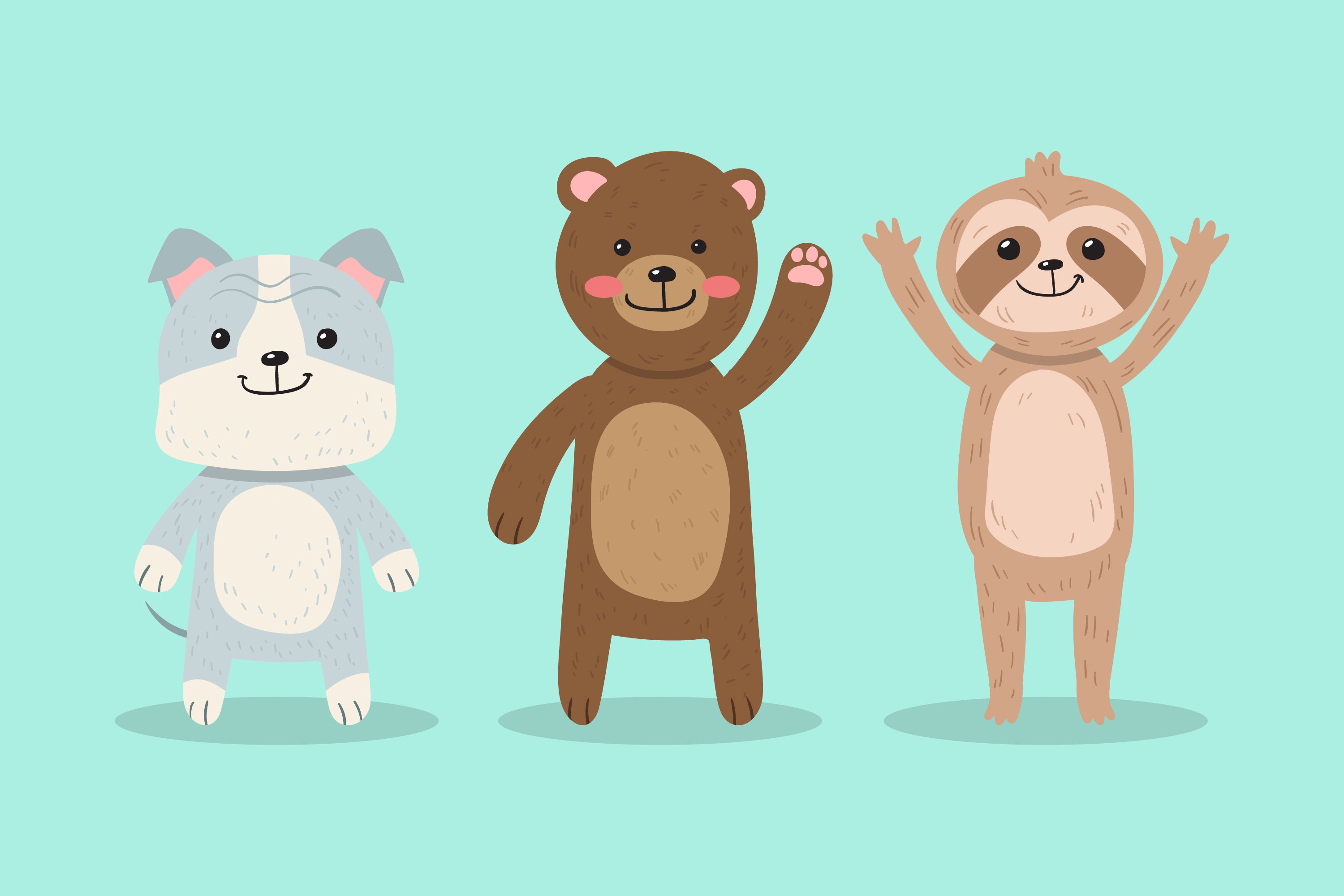 Happy Funny Cartoon Animals