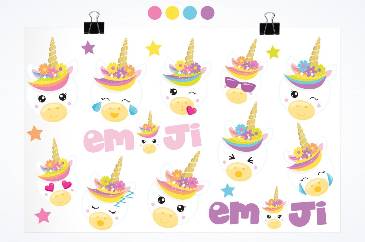Unicorn emojis Graphics and illustrations, vecto