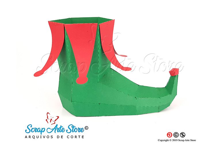 SVG to cut 3D Christmas Elf Boot (405514) | Paper Cutting | Design Bundles