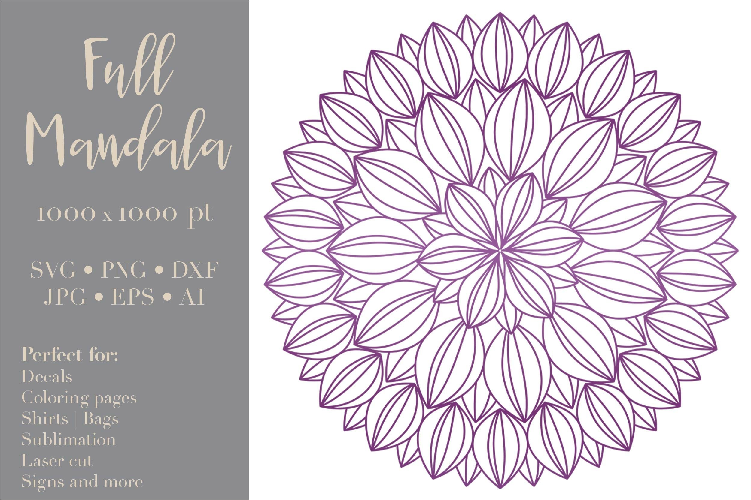 Mandalas SVG Bundle with Split Mandala Full-Half Vector 067 (1222447 ...