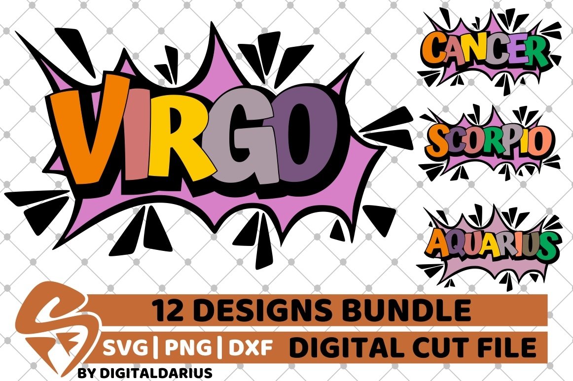 12x Zodiac Sign Bundle svg, speech bubble svg, Horoscope svg (438712 ...
