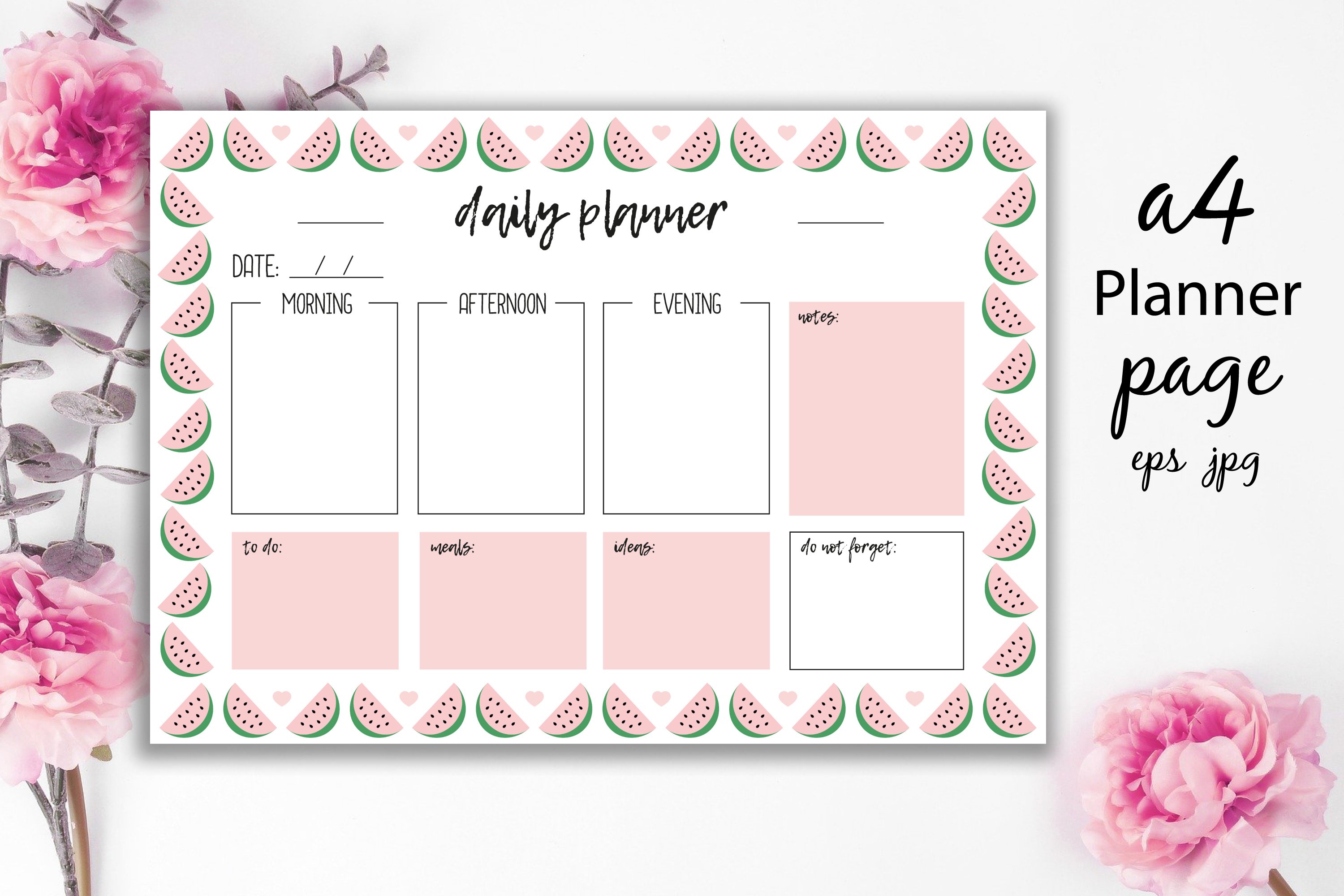 Daily Summer Planner Planner A4 , printable digital page (694516 ...