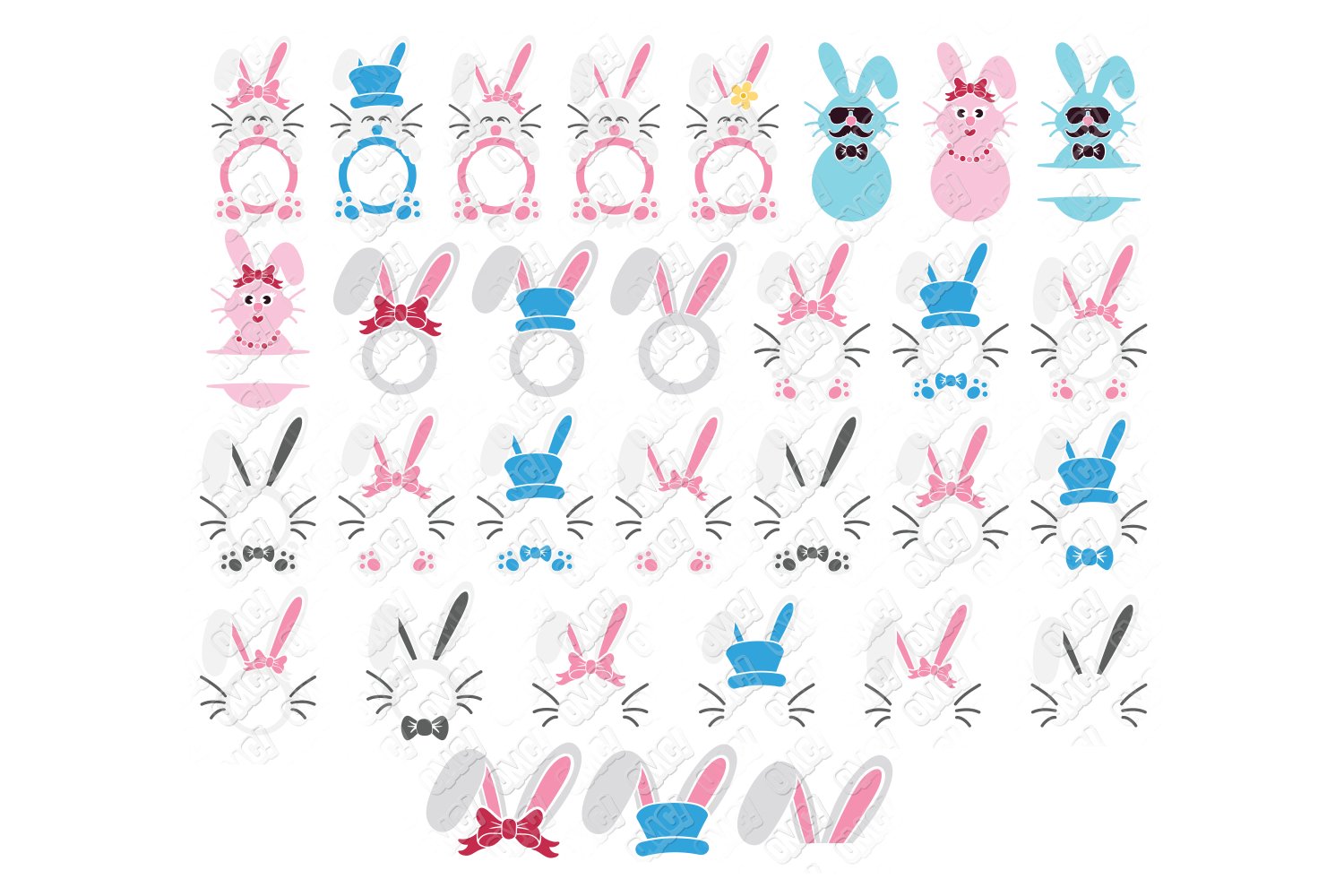 Bunny SVG Easter Bundle in SVG, DXF, PNG, EPS, JPEG (218358) | Cut ...