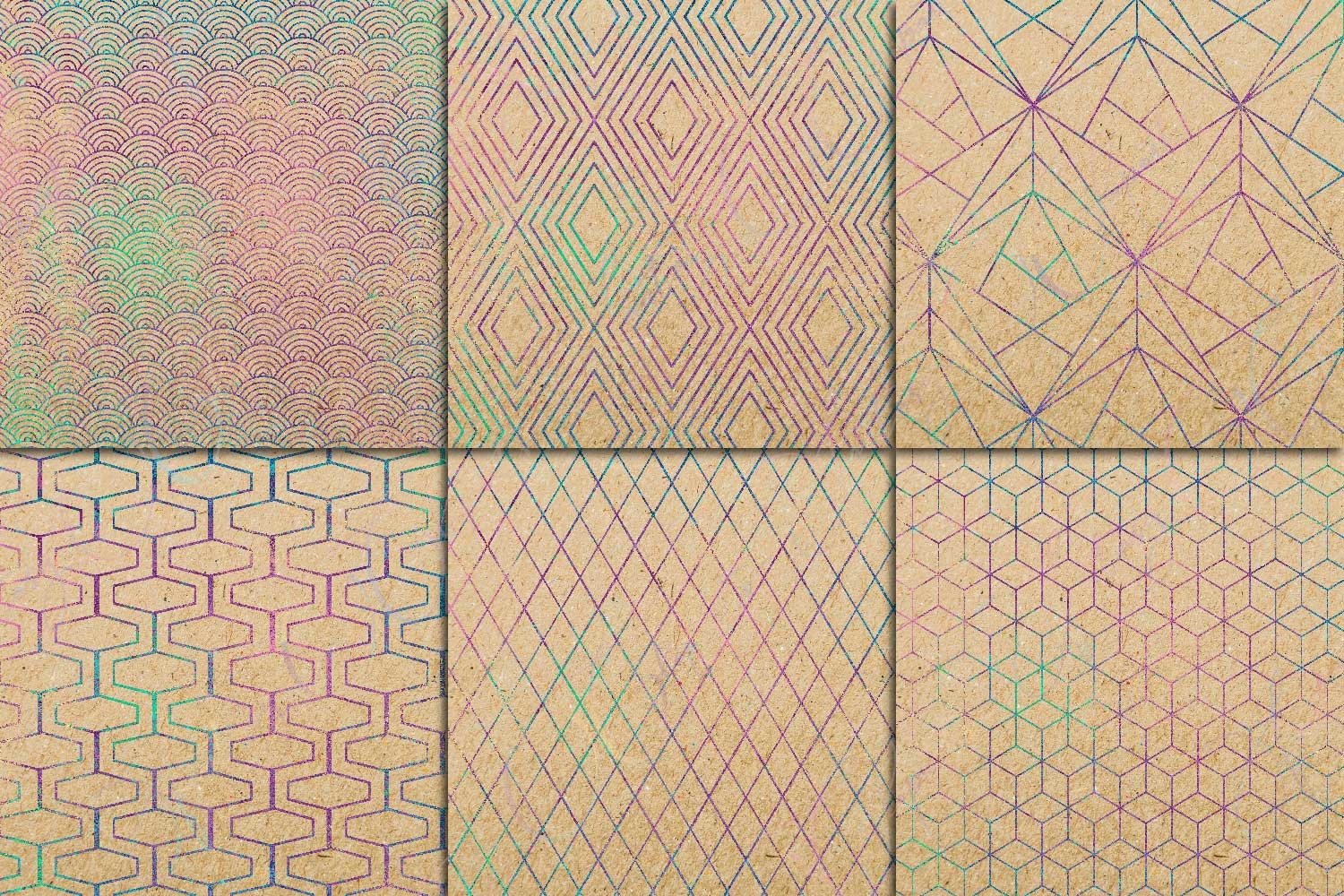 Kraft Digital Paper & Geometric Pattern (146585) | Textures | Design ...