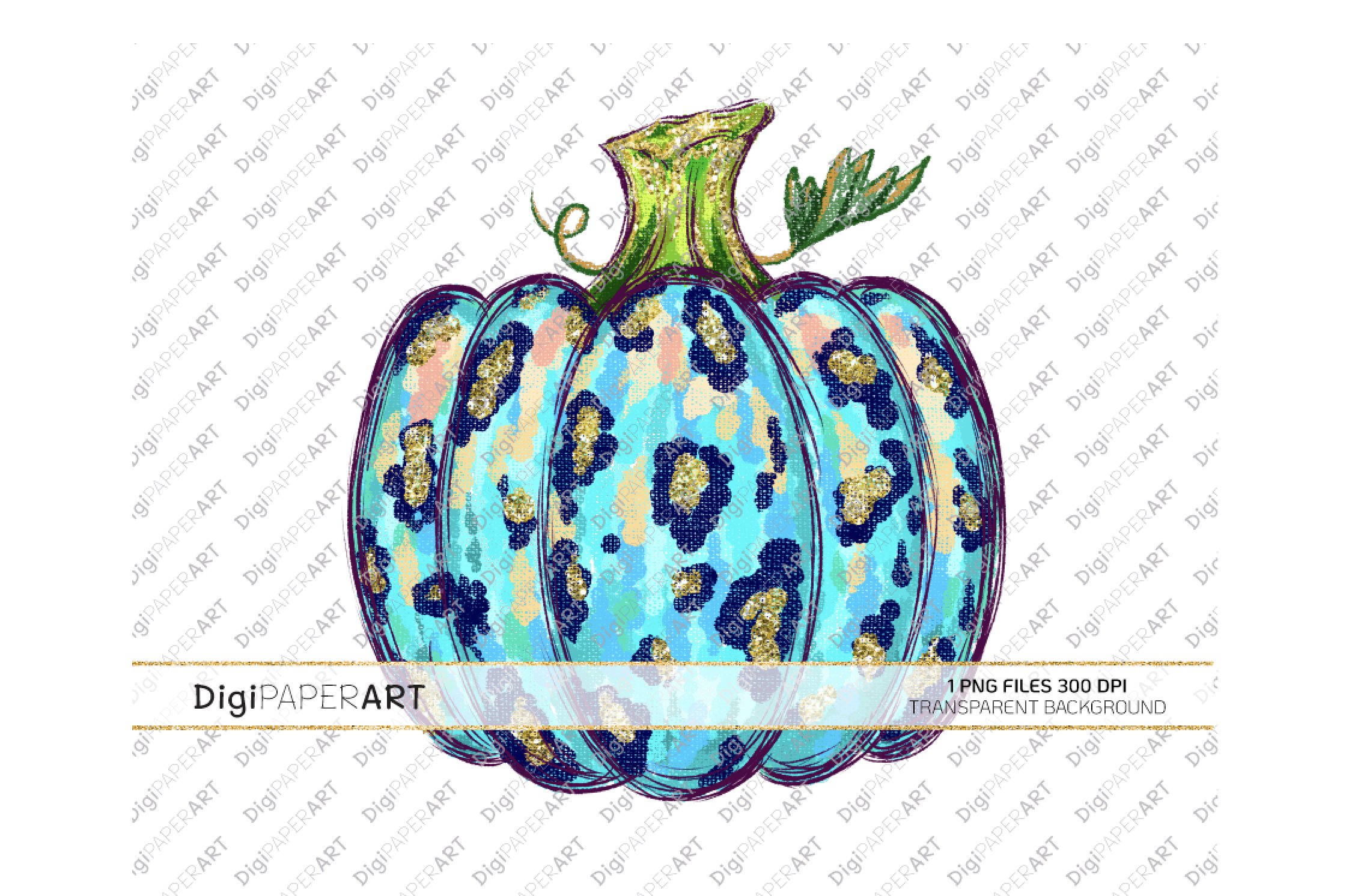 Teal Leopard Pumpkin PNG, Sublimation Thanksgiving Design (833069 ...