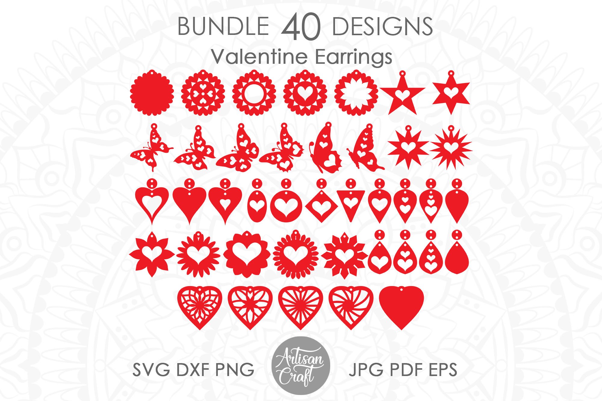 Valentines earrings, SVG cut file, heart earrings SVG (1125635) | Cut ...