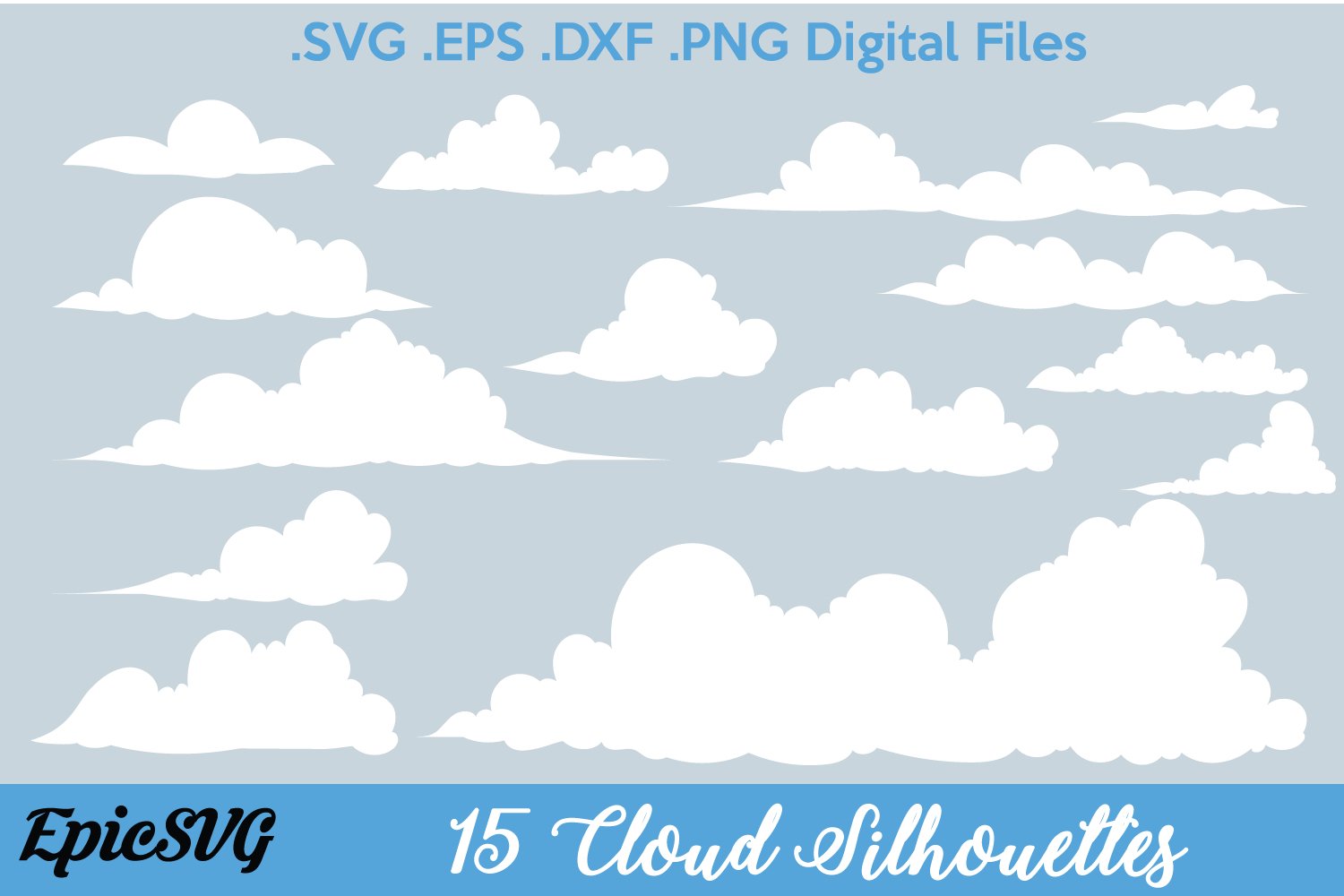14 Cloud Designs| .SVG .EPS .DXF | Sillhouete Cricut (268239) | SVGs ...