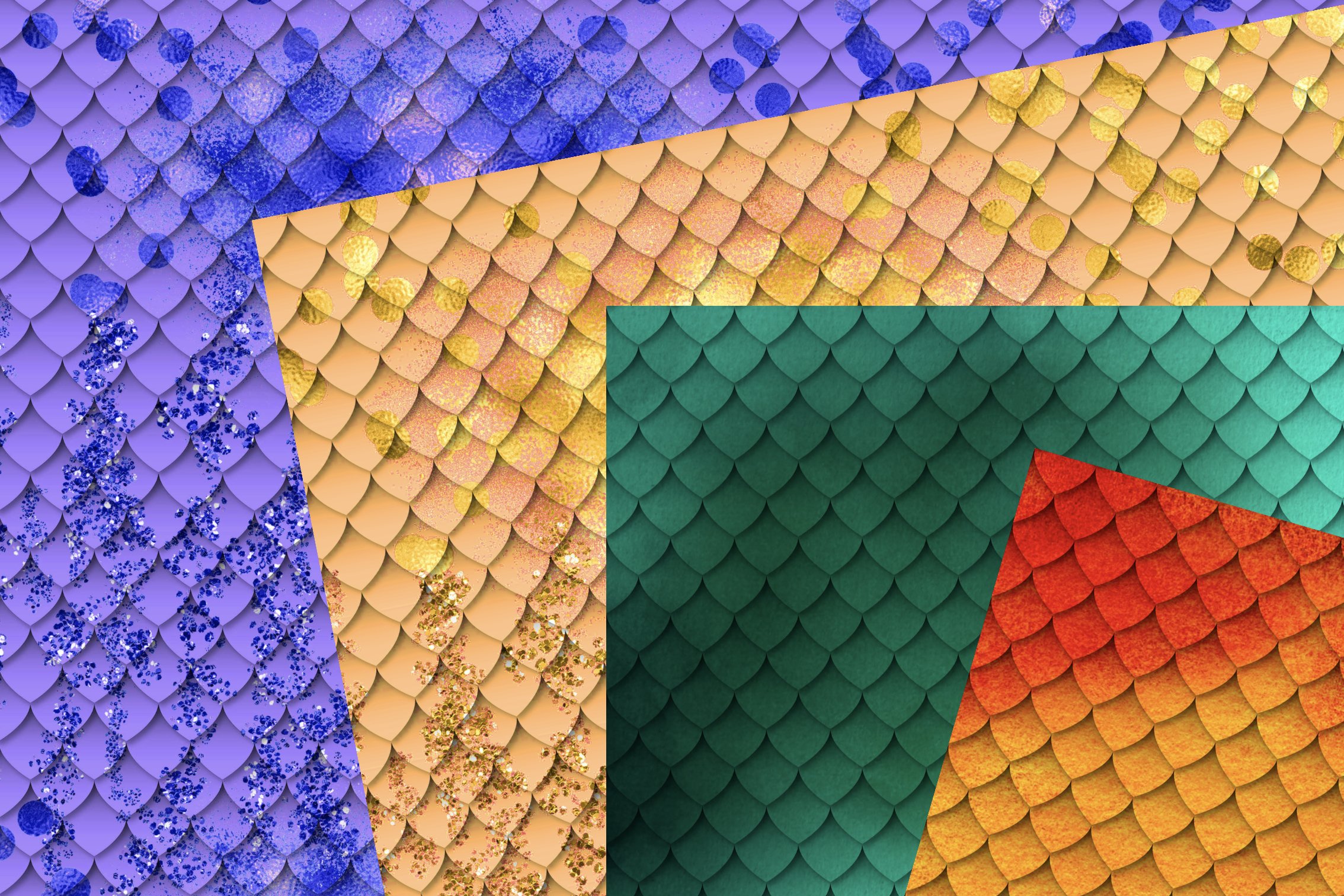 Mermaid Glitter Seamless Scales Digital Paper, Dragon Scales (531002 ...