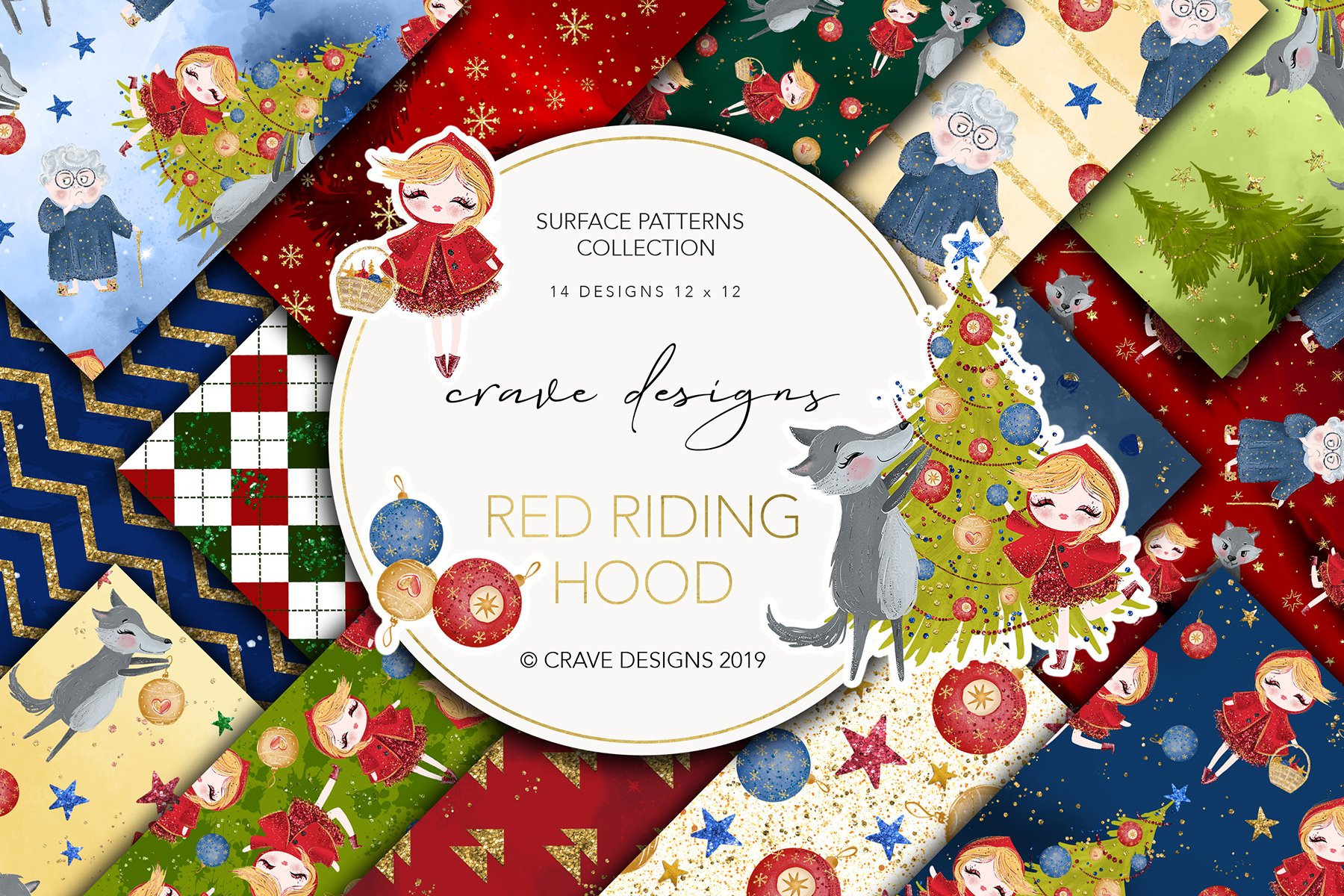 Red Riding Hood Patterns (513017) | Patterns | Design Bundles