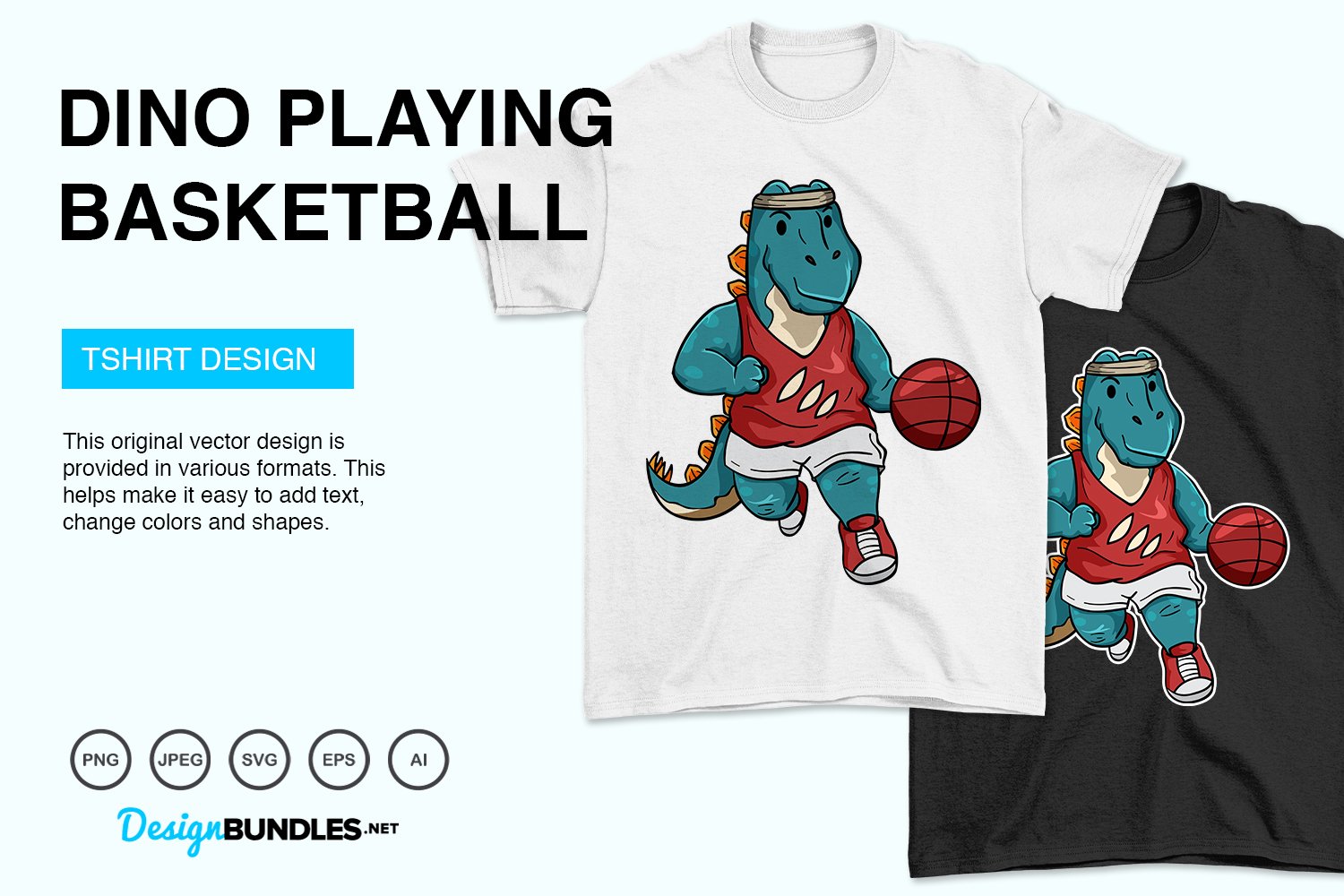 Dino Playing Basketball Vector Illustration