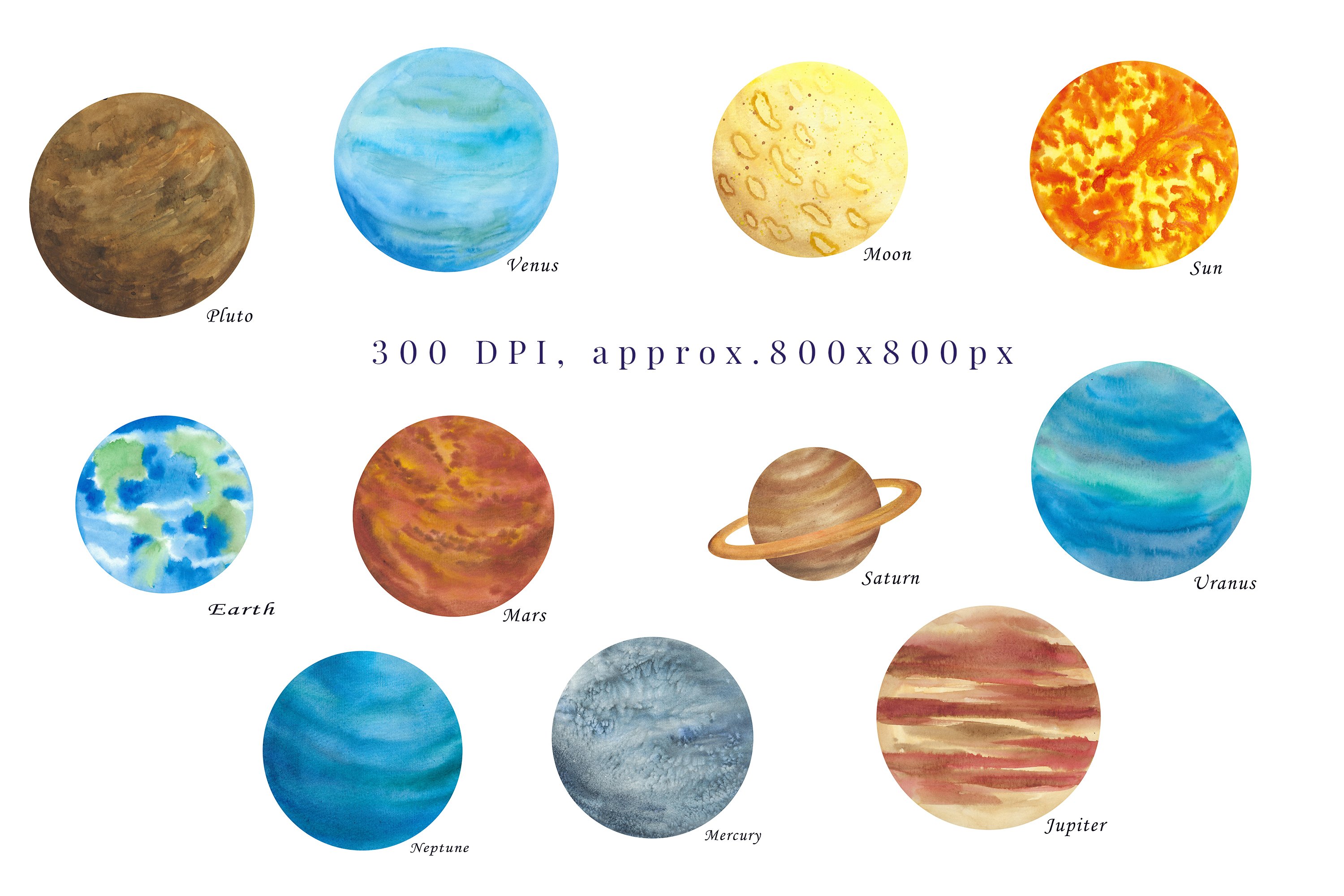 Watercolour planets, galaxy background, hand painted (334430 ...