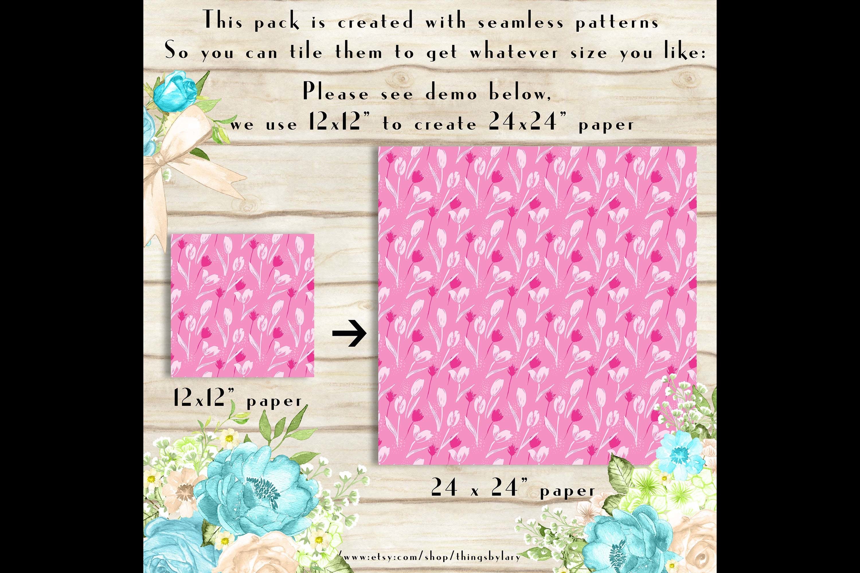 100 Seamless White Tulip Flower Digital Papers 12 x 12 inch (136065 ...