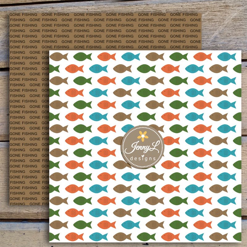 Fishing Digital Papers and clipart SET (81956) | Backgrounds | Design ...