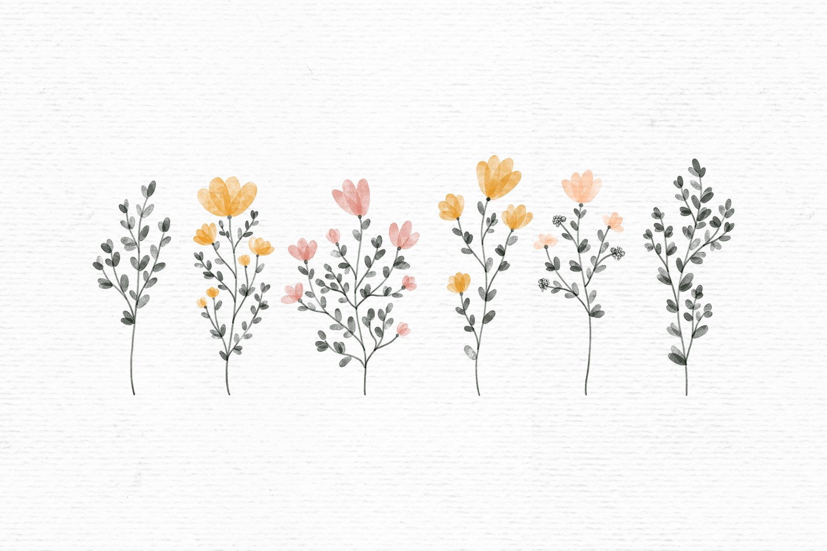 Watercolor flower clipart | Boho floral clipart