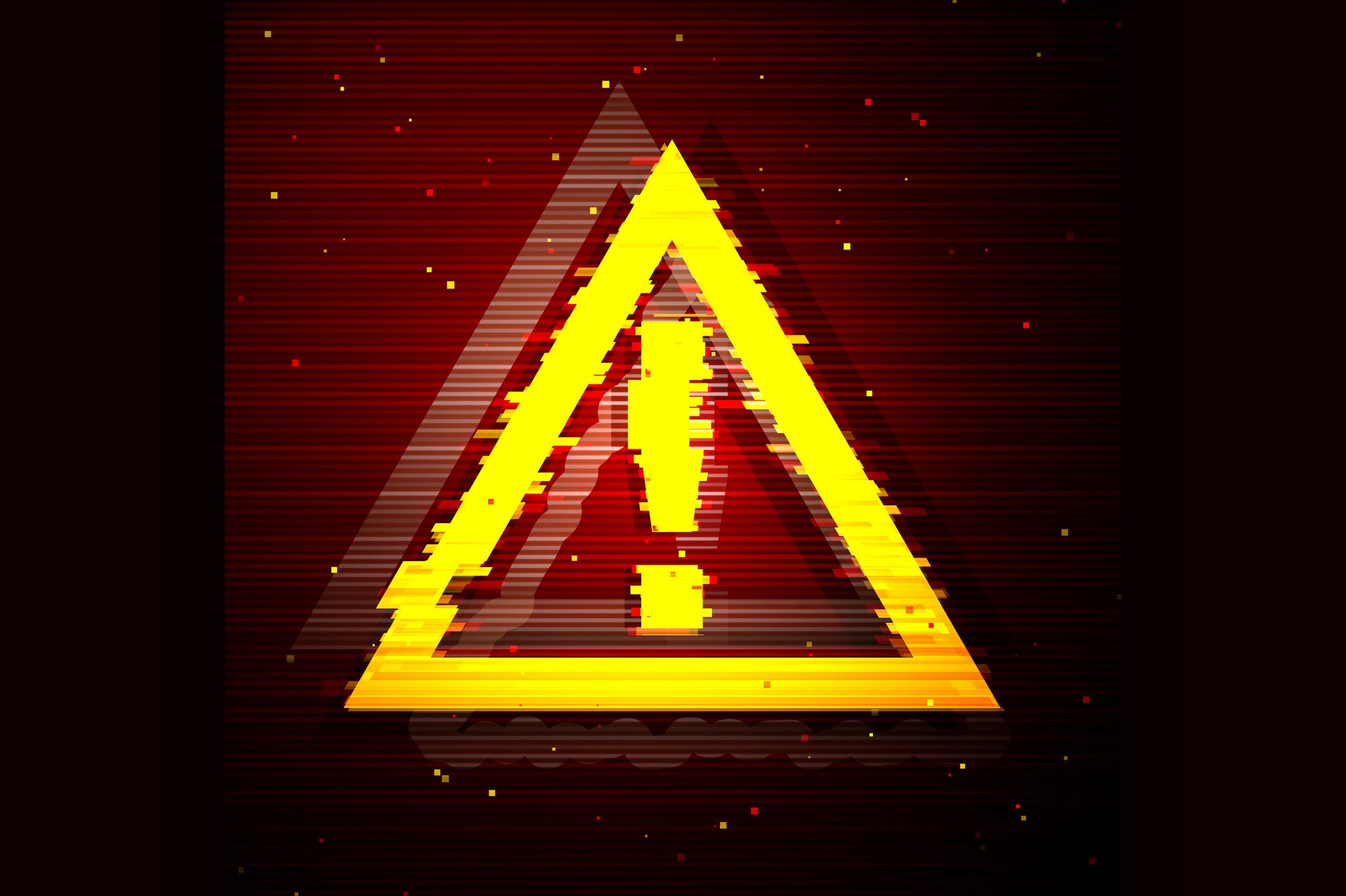 Glitched Triangle Attention Symbol Design (846252) | Illustrations ...