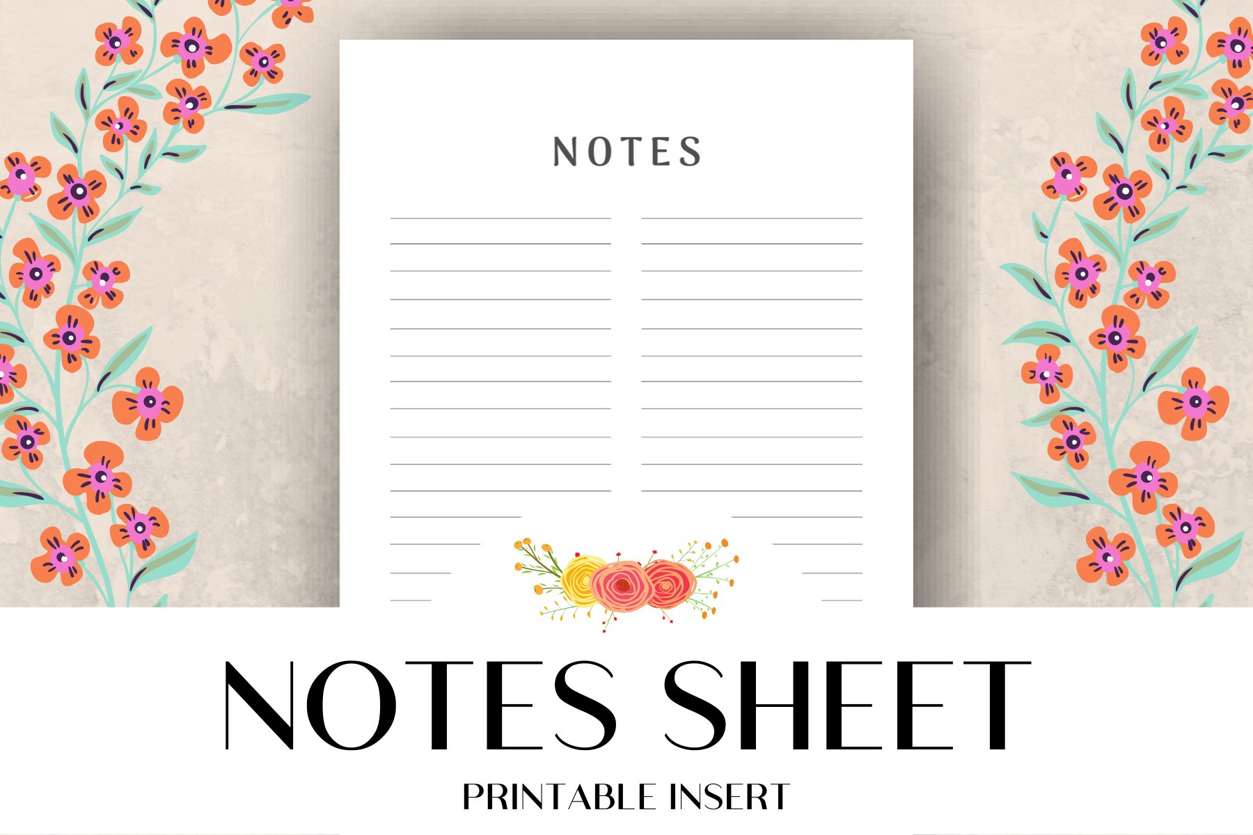 Notes Sheet Insert (657901) | Inserts | Design Bundles
