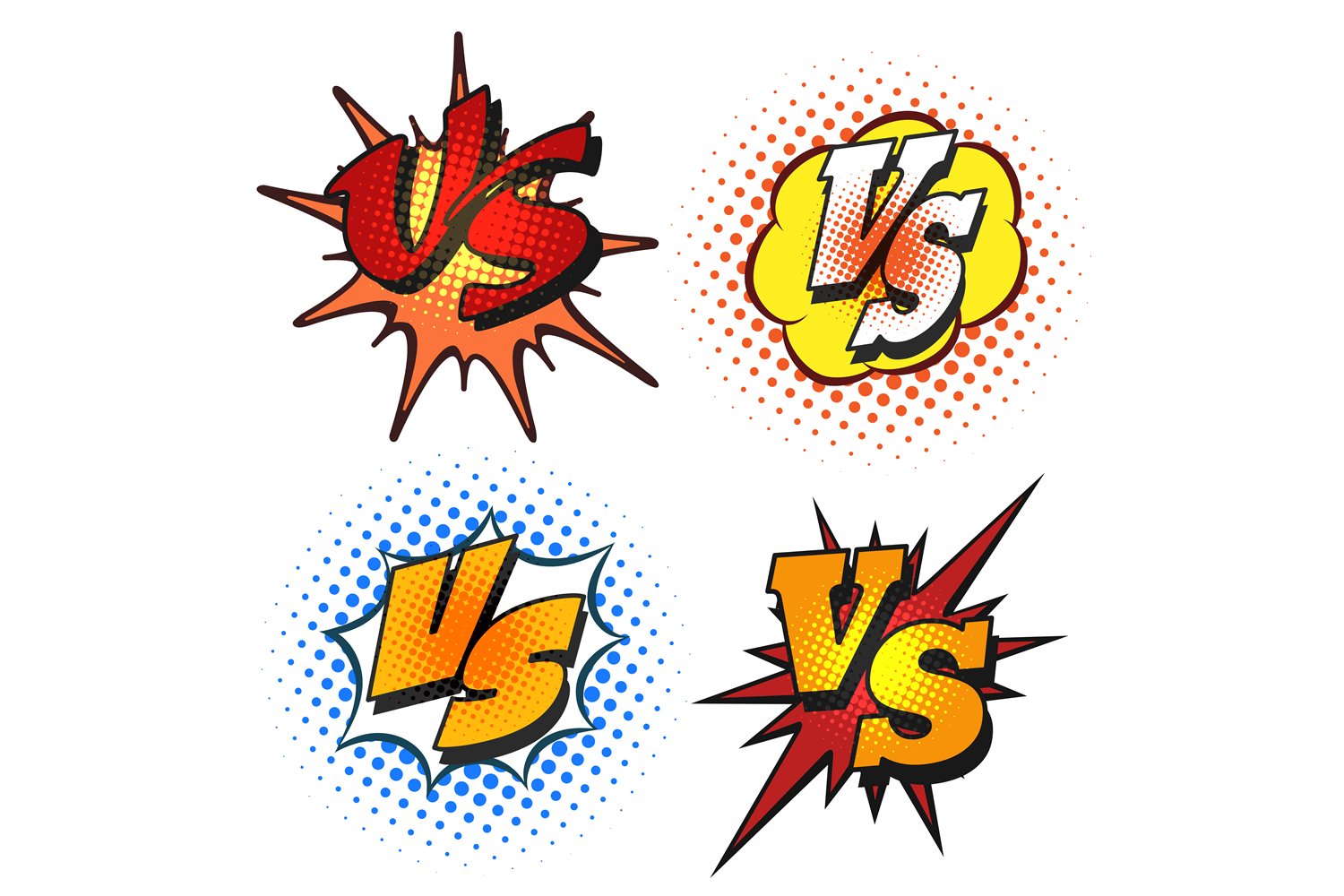 Versus letters in cartoon grunge style (944240) | Illustrations ...