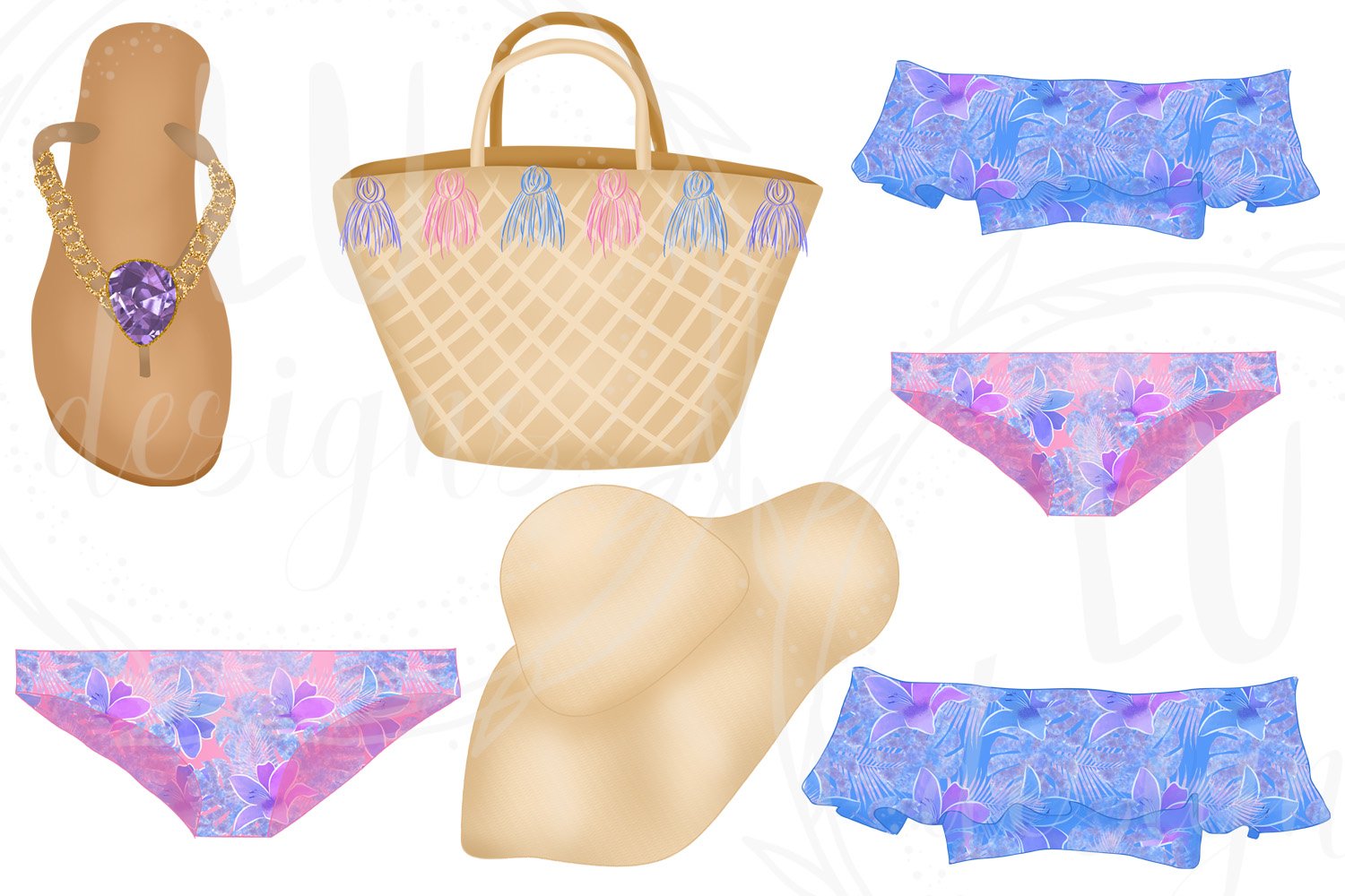 Summer Clipart Set, Beach Girl Graphics, Tropical Illustrations (76978 ...