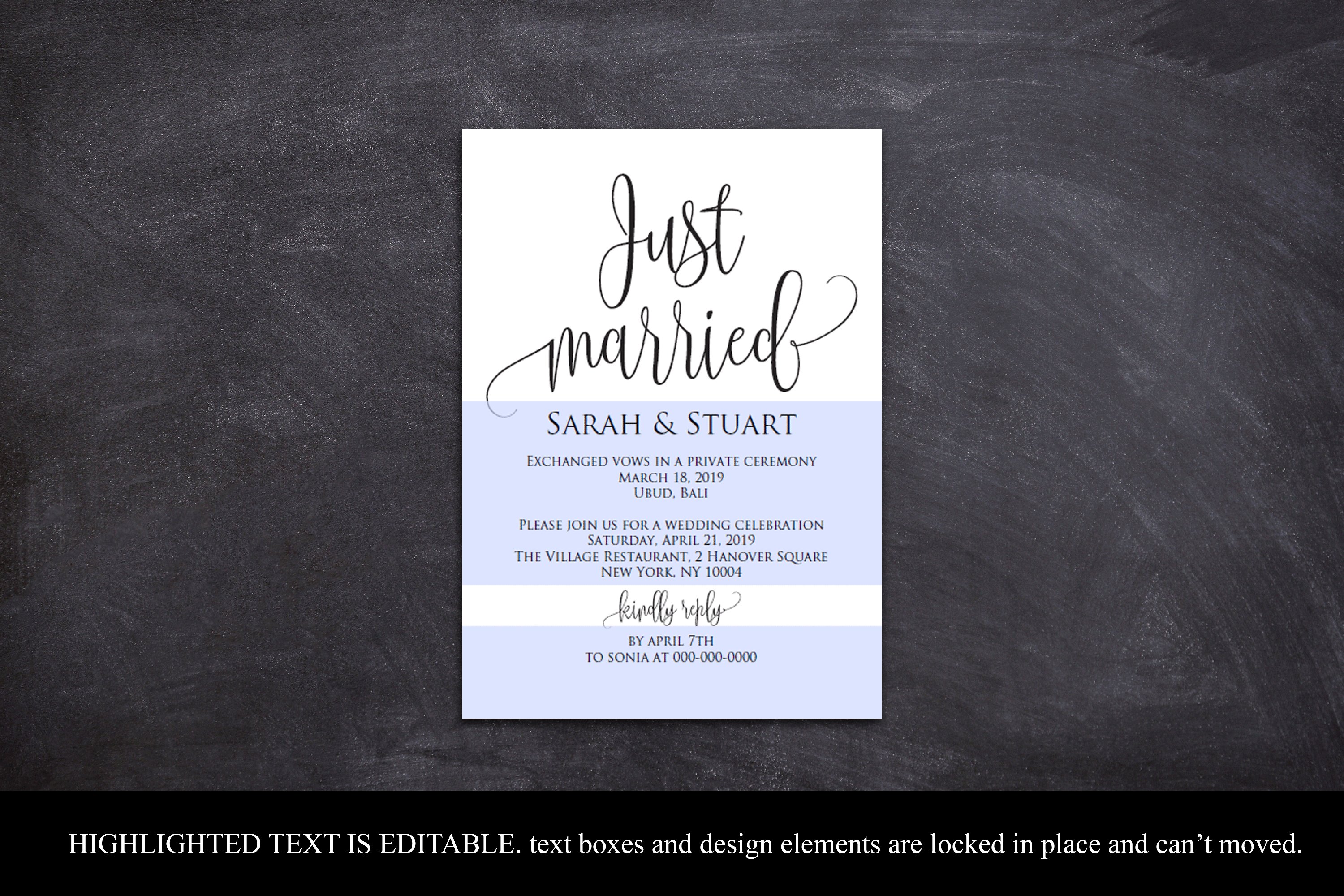 Elopement invitation template download Wedding template (403101) | Card ...