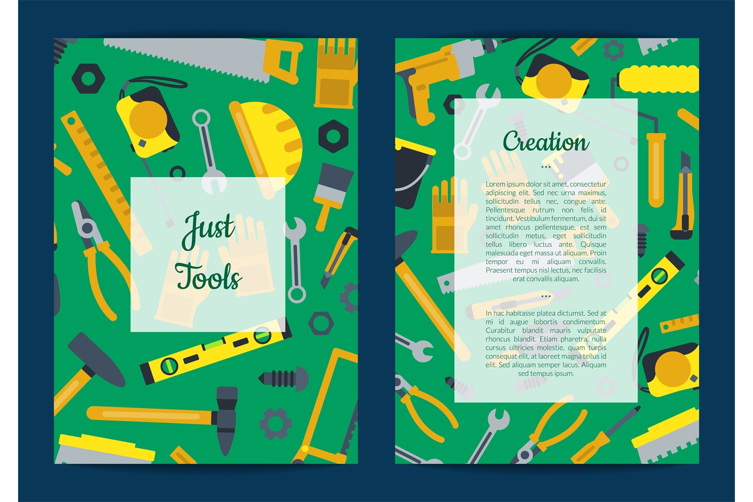 Vector flat construction tools card or flyer template illust (872102 ...