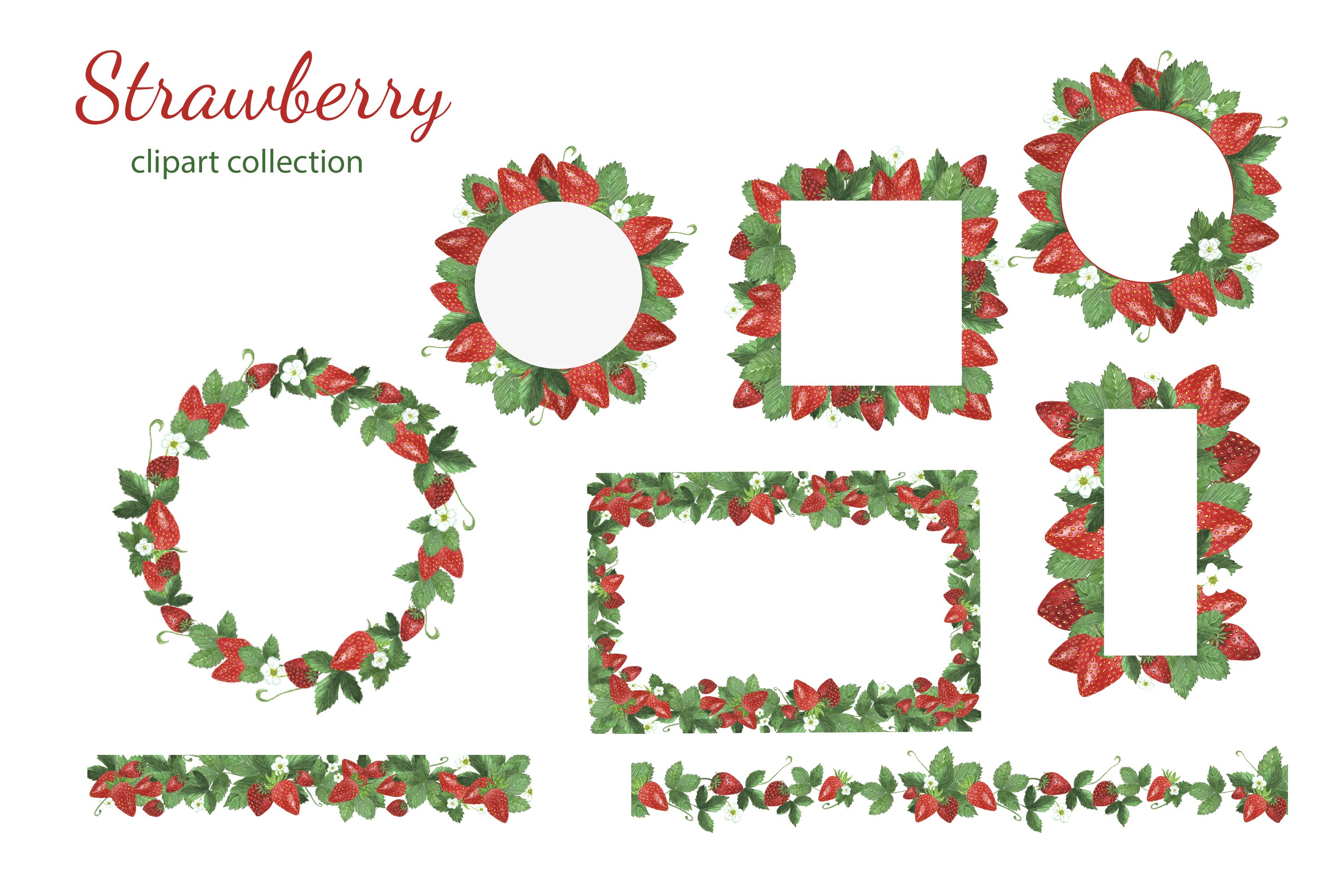 Watercolor Strawberry Clipart, Strawberries Frames (545561 ...