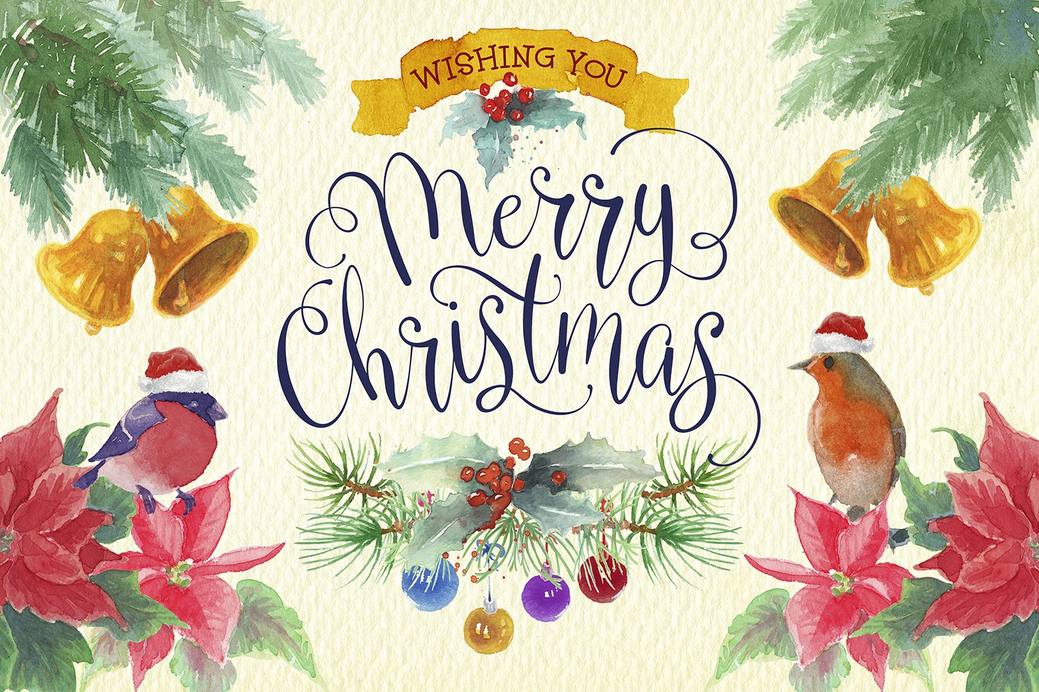 watercolor christmas clipart (101130) | Illustrations | Design Bundles