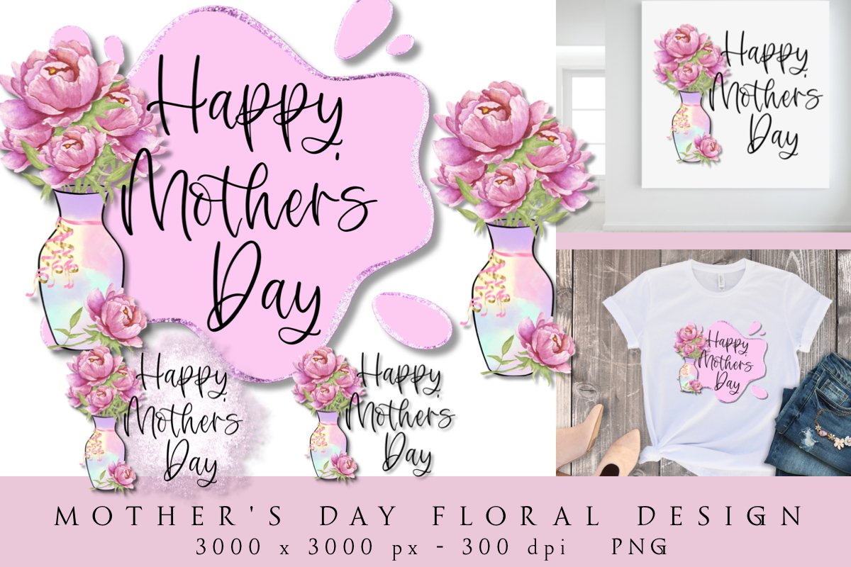 Happy Mother's Day Floral Design for Sublimation (1836621 ...