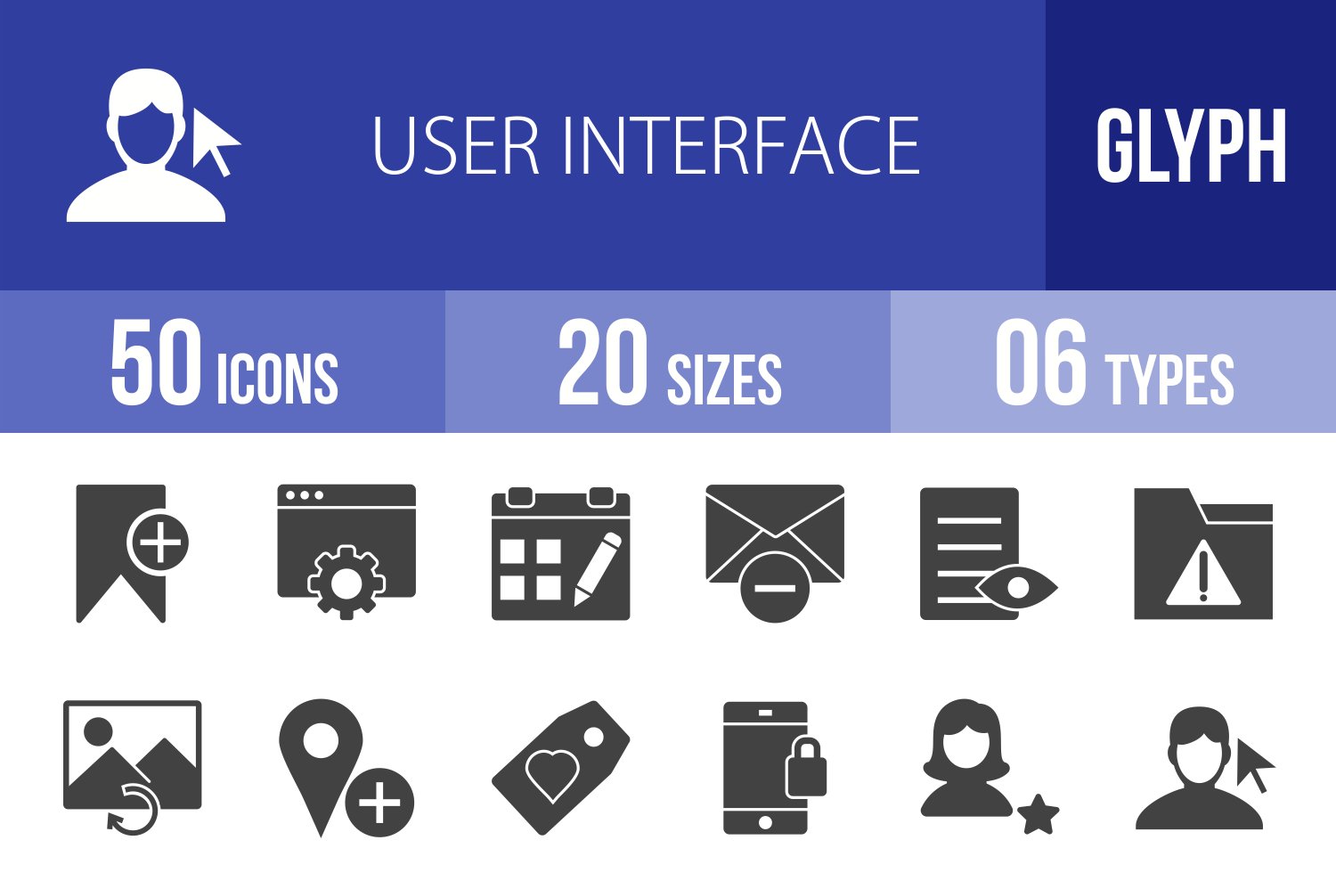 50 User Interface Glyph Icons (49942) | Icons | Design Bundles