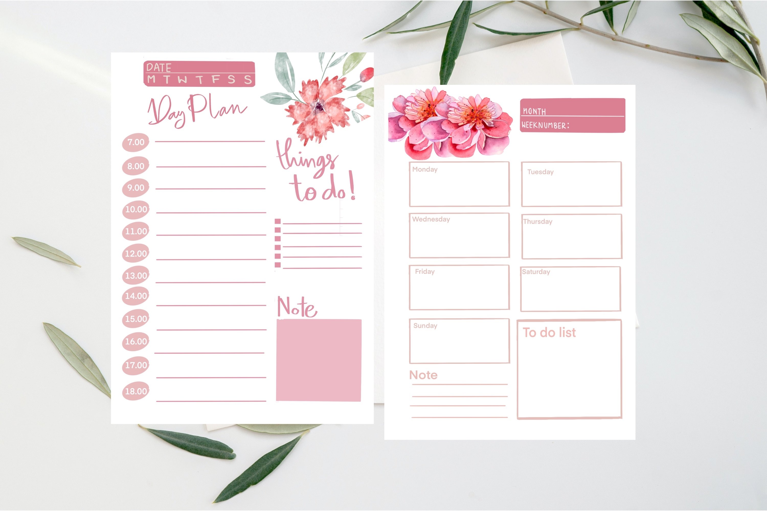 Printable Planner Pack Pink Colors (964310) | Digital | Design Bundles