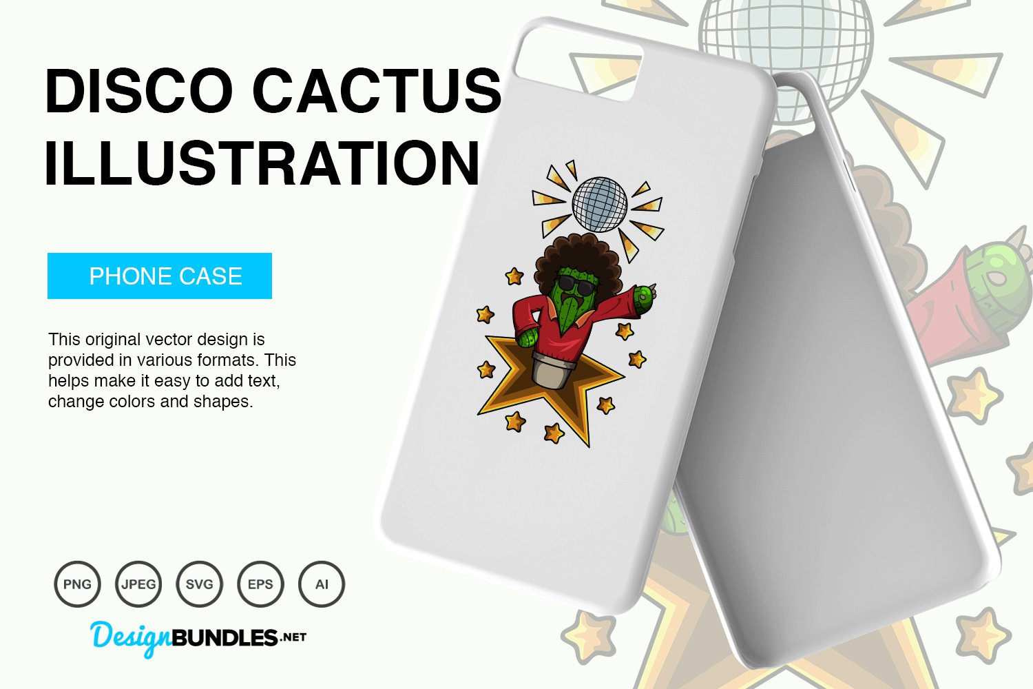 Disco Cactus Vector Illustration