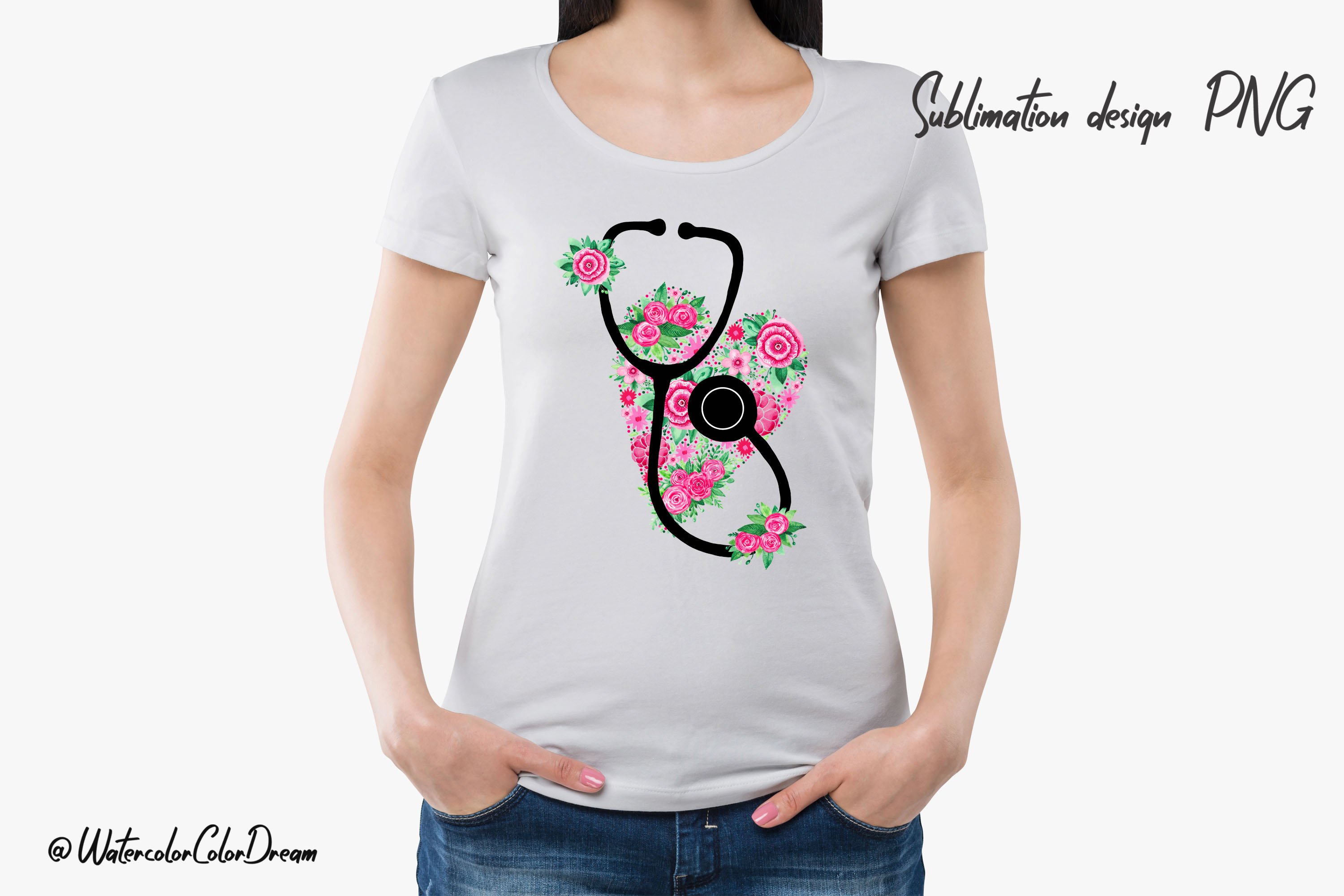 Floral Nurse Life Sublimation design (1328607) | Sublimation | Design ...