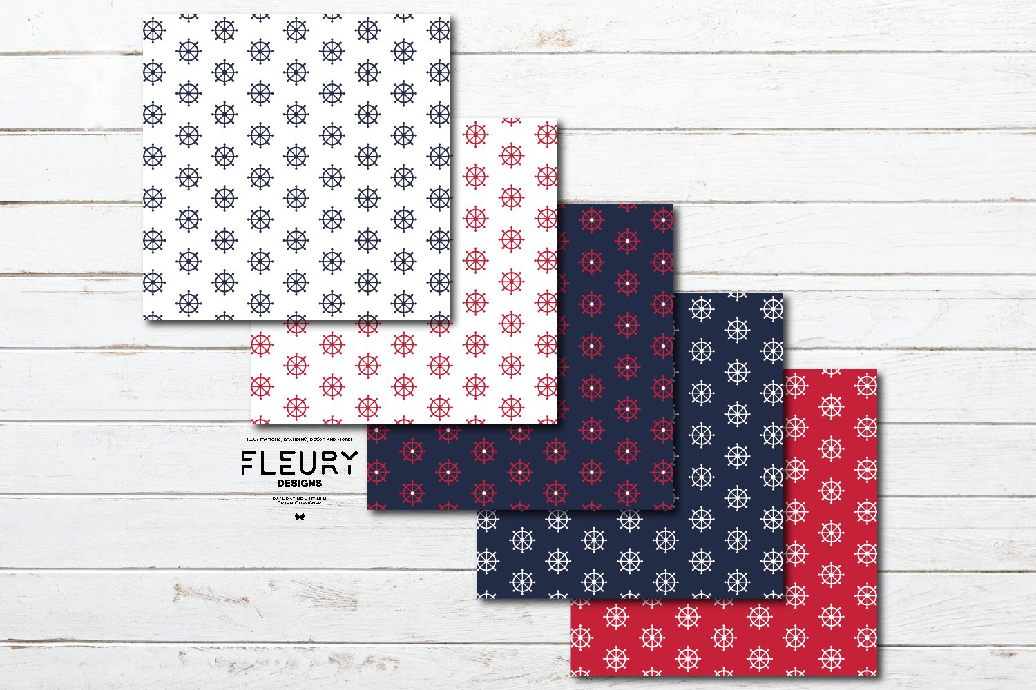 Nautical Sailor Digital Paper (106225) | Scrapbooking | Design Bundles