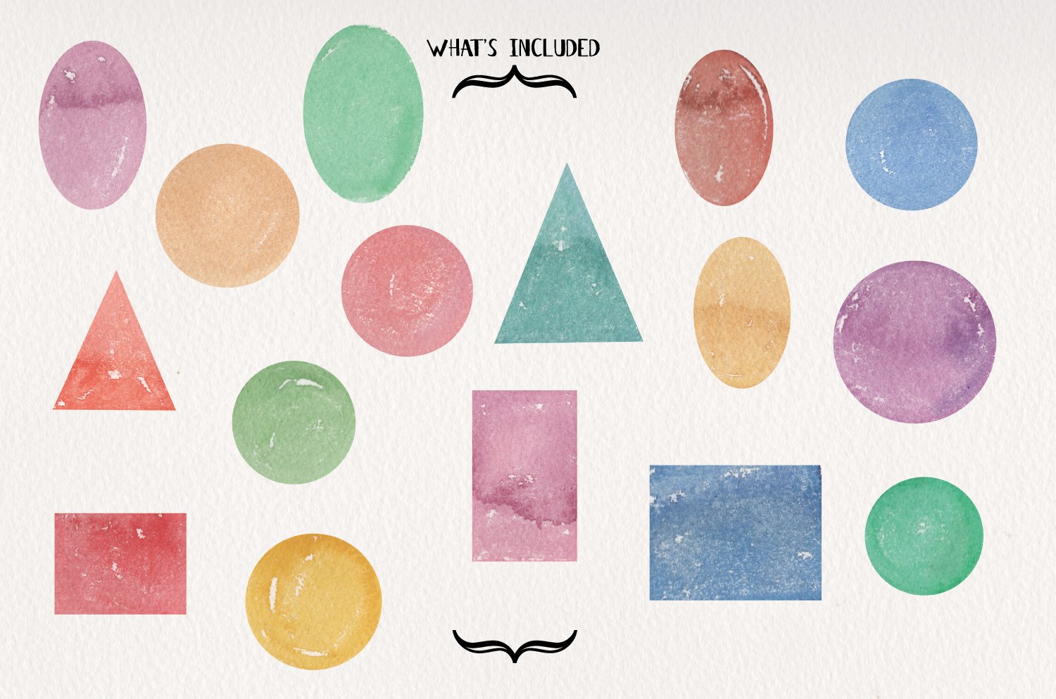 Watercolor 16 Shapes Hand Painted Elements Backgrounds Frame