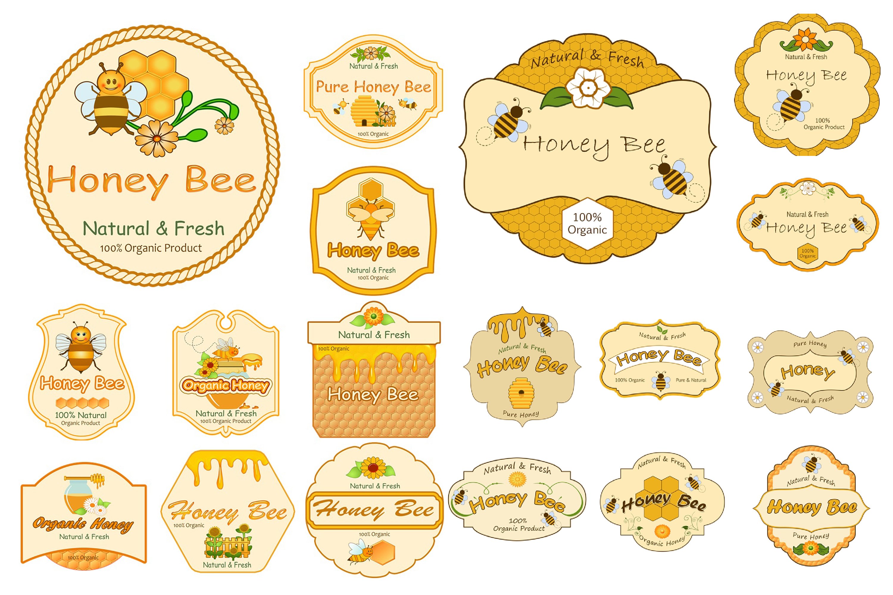 40 Honey Jar Labels PNG 254285 Labels Design Bundles