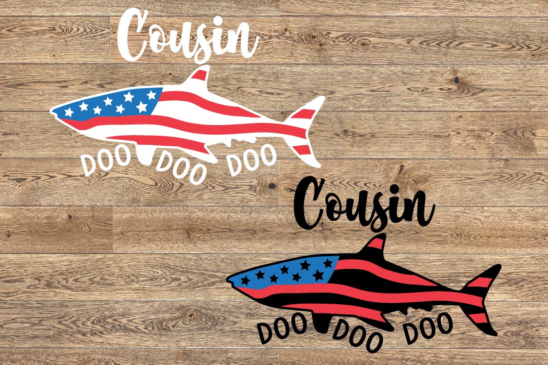 Cousin Shark USA Flag Doo Doo Doo SVG 4th of July 1450S (274601) | SVGs ...