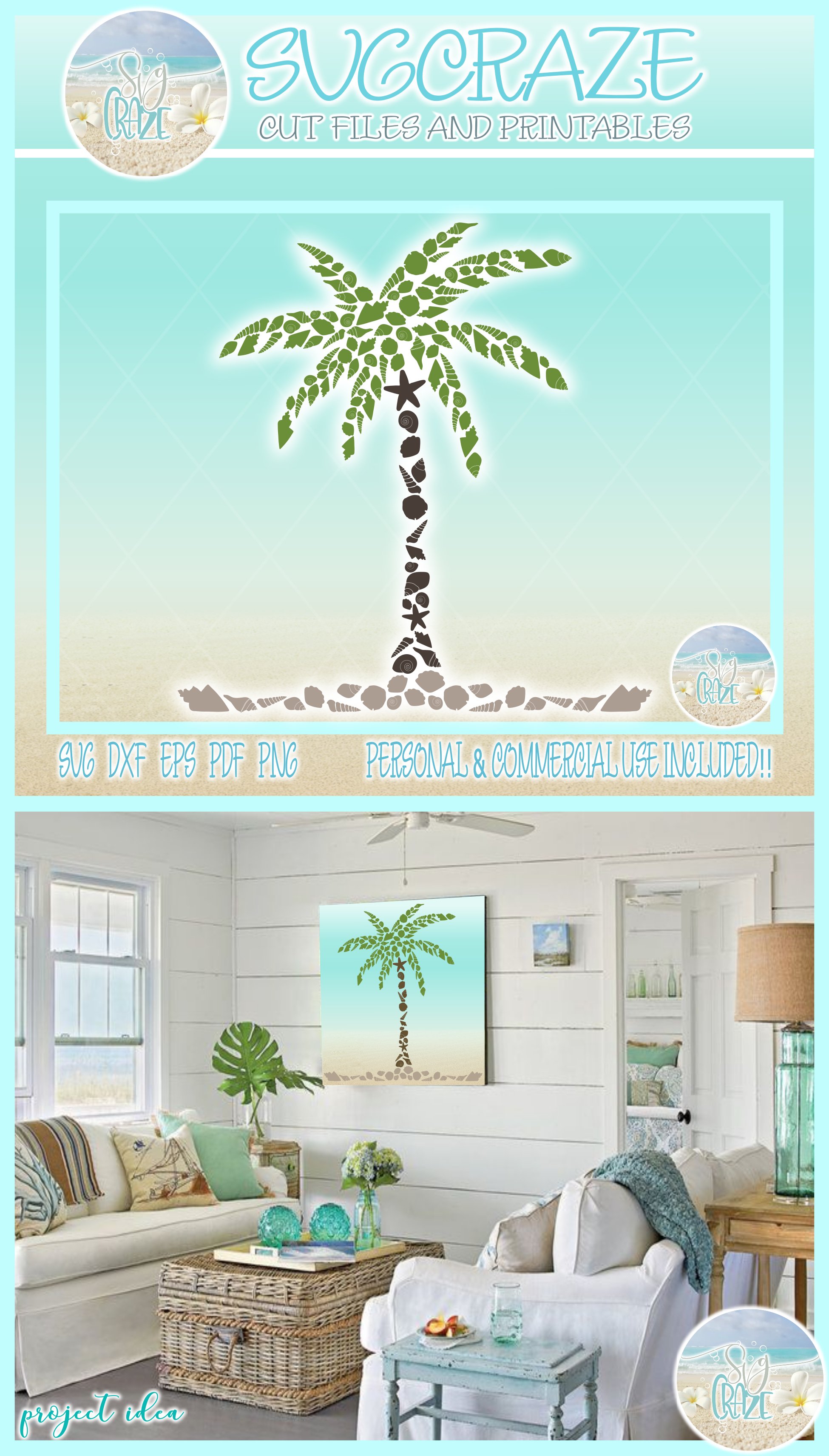 Seashell Palm Tree SVG (261014) | SVGs | Design Bundles