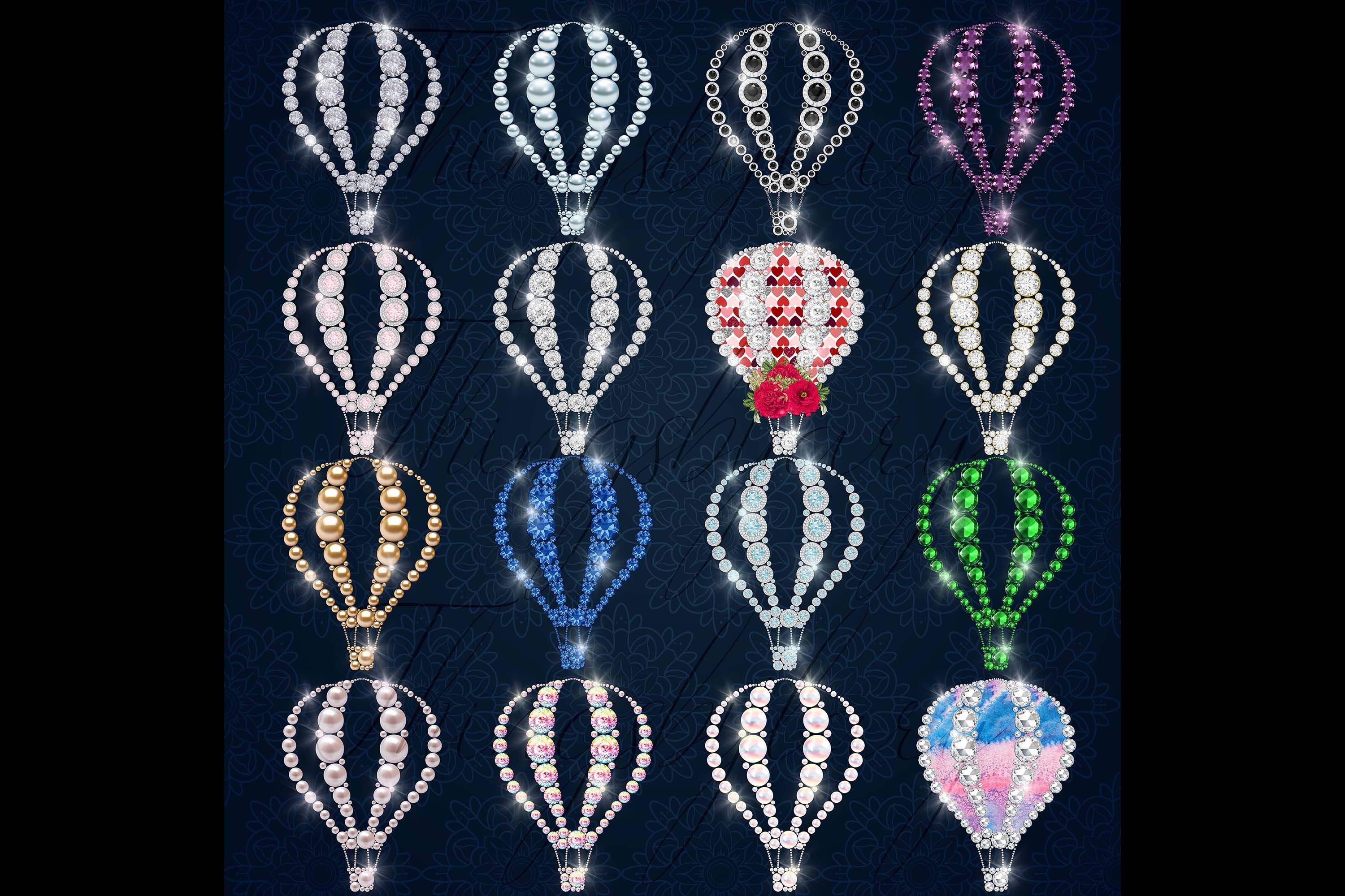 43 Diamond Pearl Gold Glitter Rainbow Hot Air Balloons PNG (445851 ...
