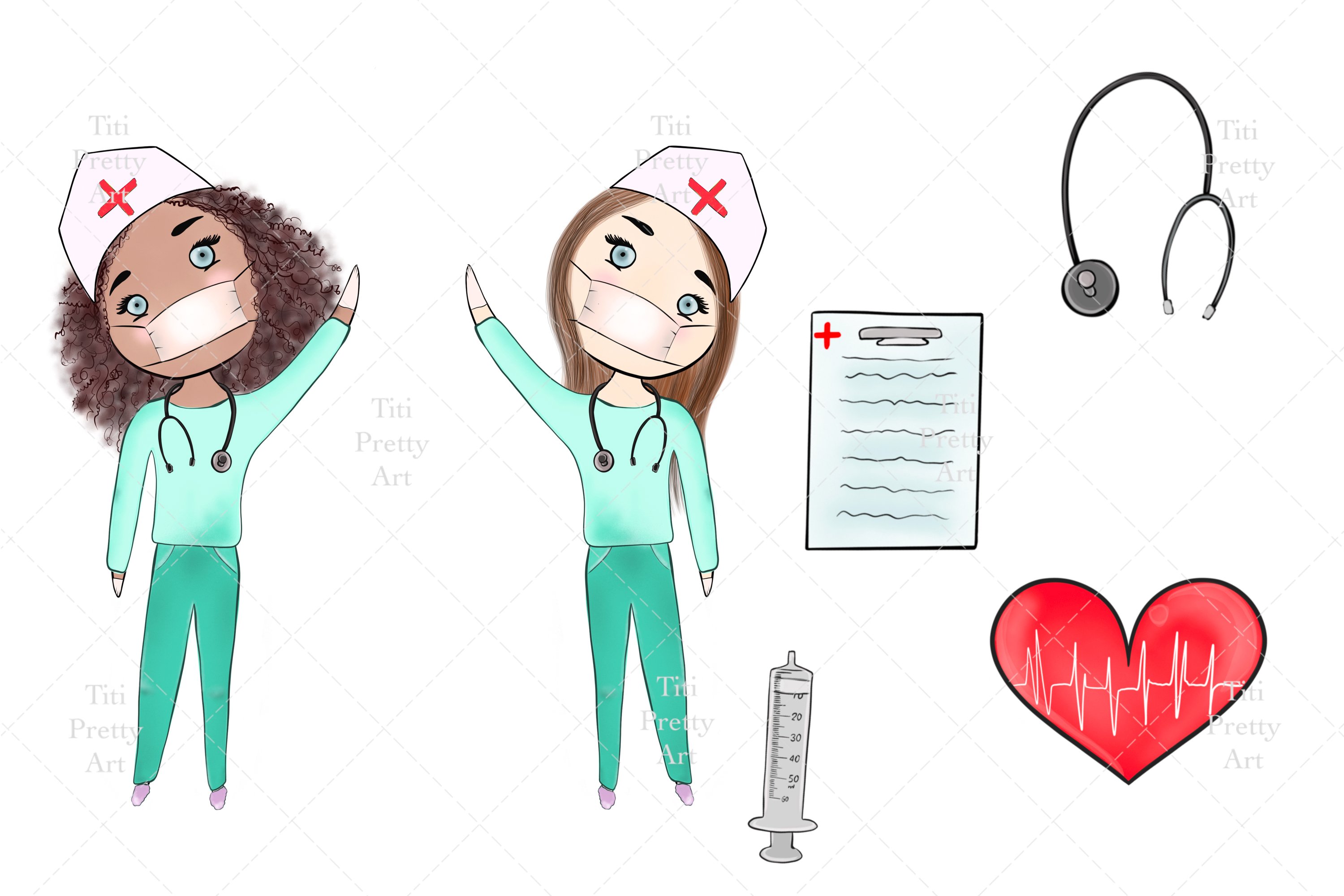 Nurse Care Clip Art, Medical Illustrations, Stay Safe (844980 ...