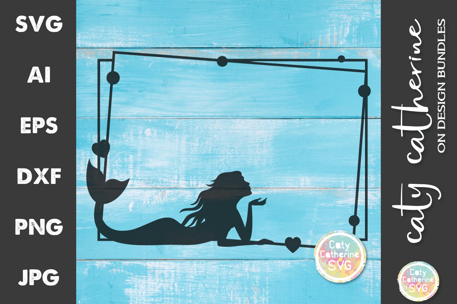 Mermaid Frame Rectangle SVG Cut Files