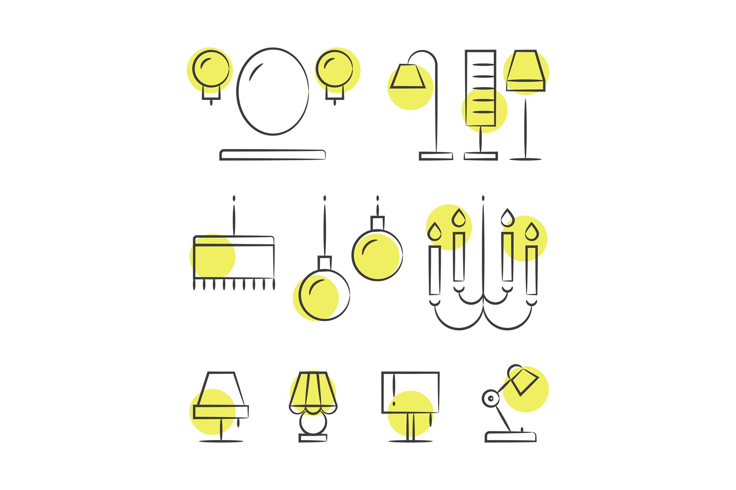 Hand drawn lighting line icons (867075) | Illustrations | Design Bundles