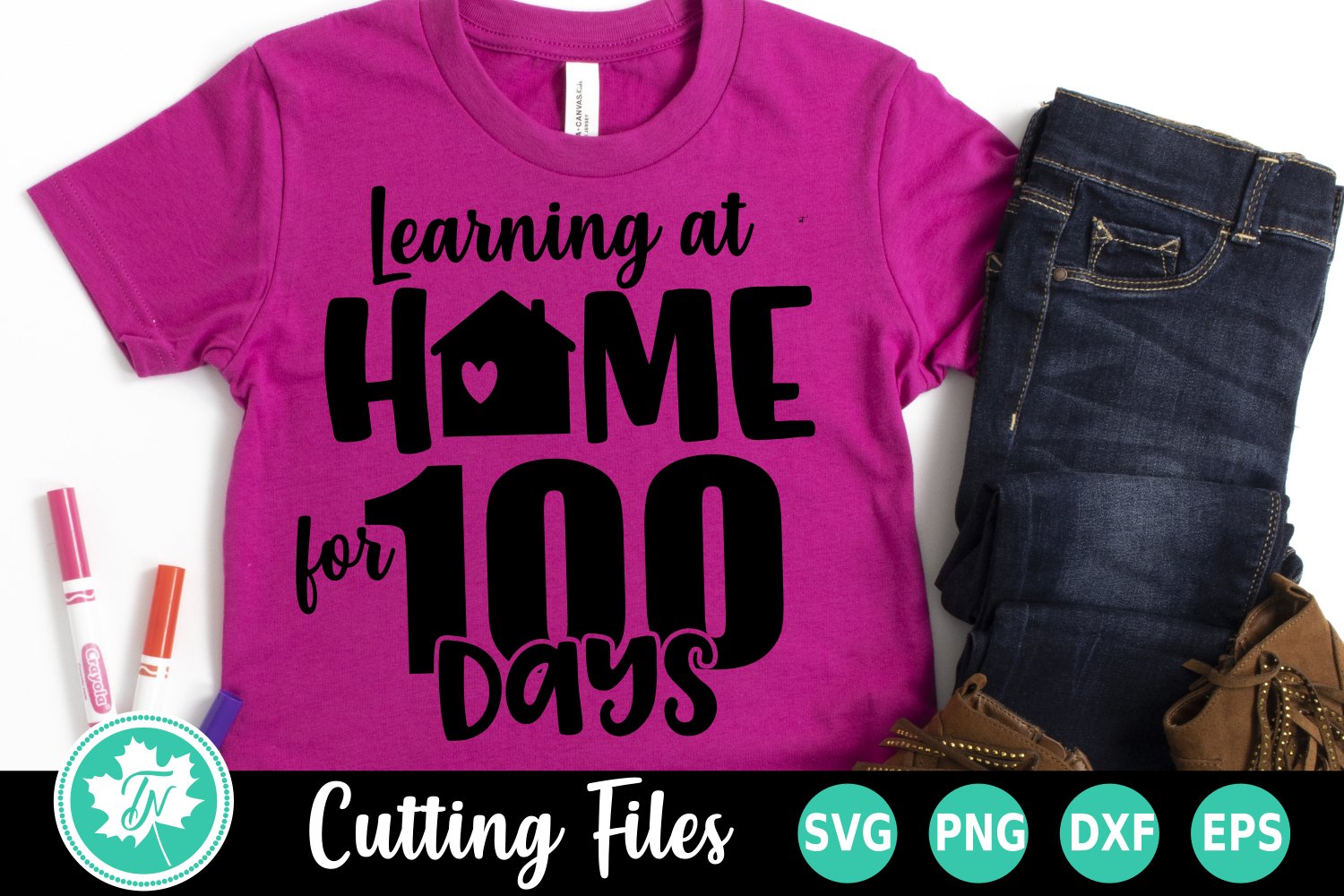 100 Days of School SVG | Learning at Home for 100 Days (1154947) | Cut ...