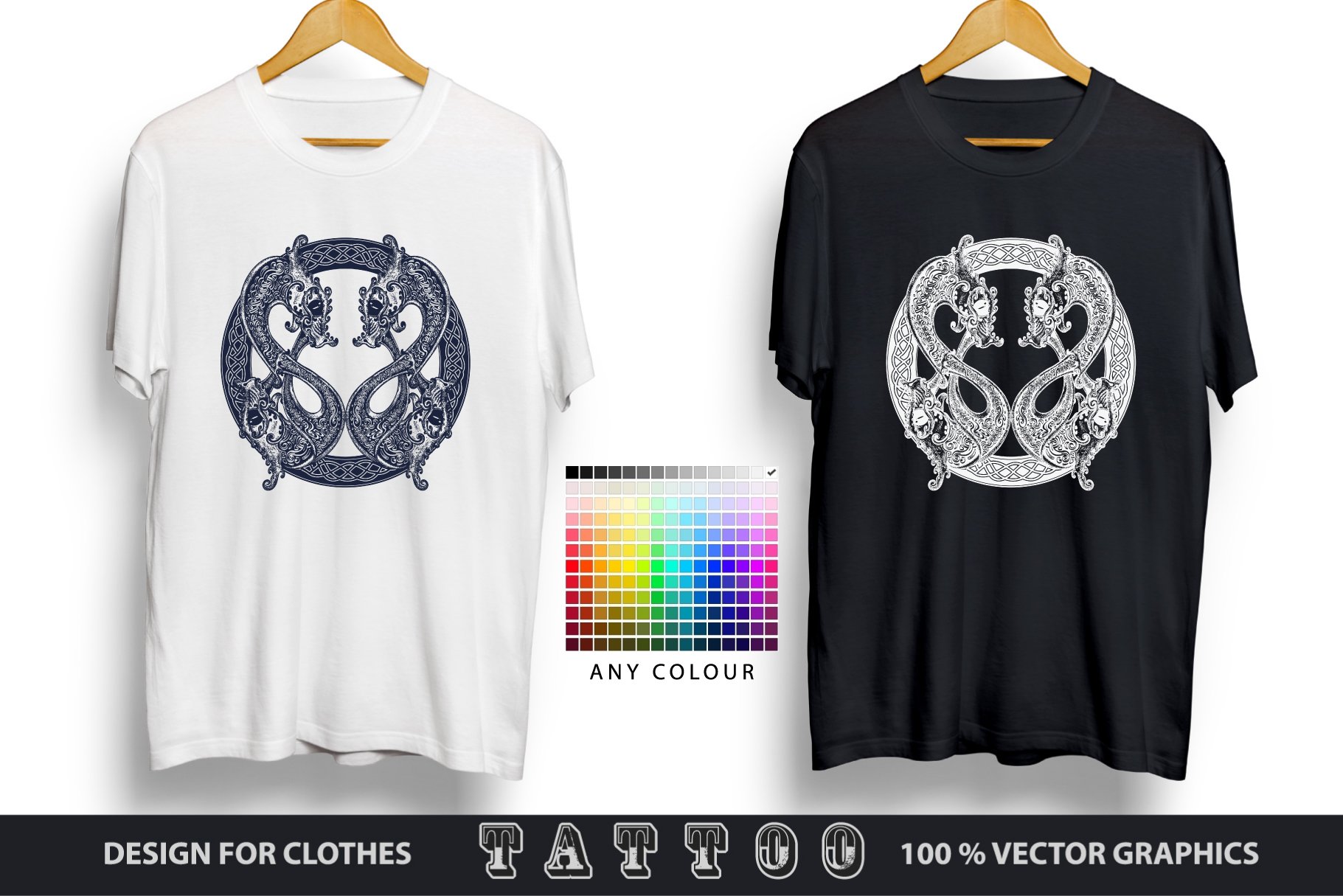 Two dragons tattoo (1056952) | Illustrations | Design Bundles