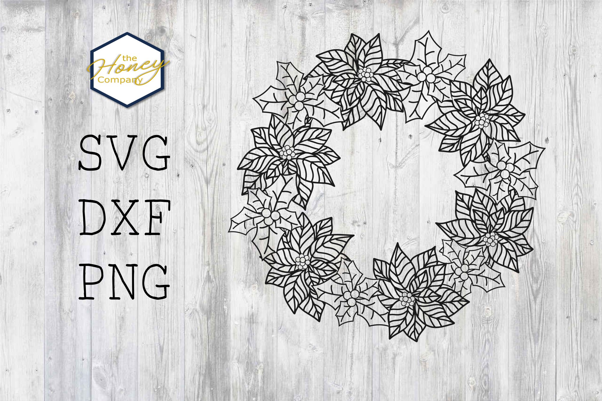 Hand Drawn Poinsettia Flower Wreath SVG PNG DXF Wreath (986151) | Hand ...