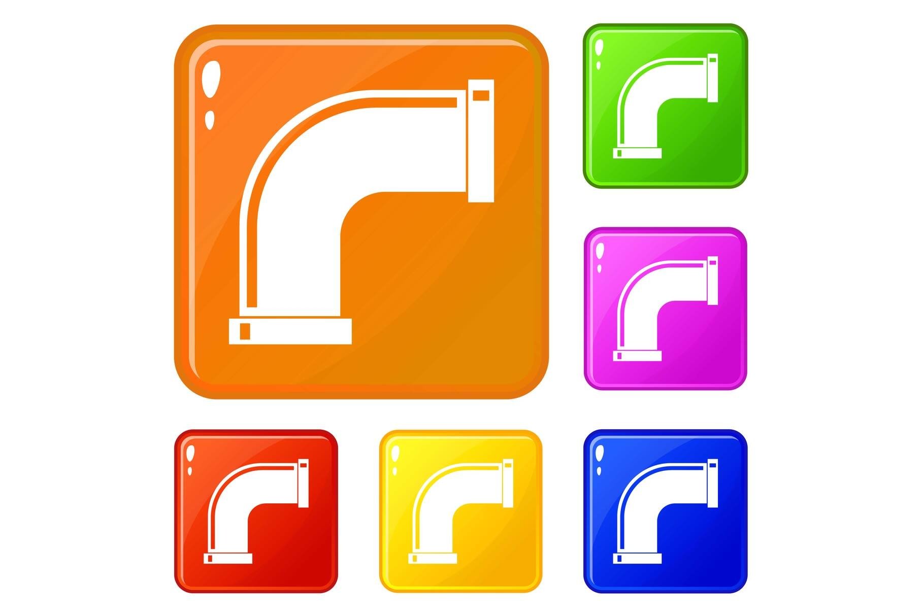 Water pipe icons set vector color (526459) | Illustrations | Design Bundles