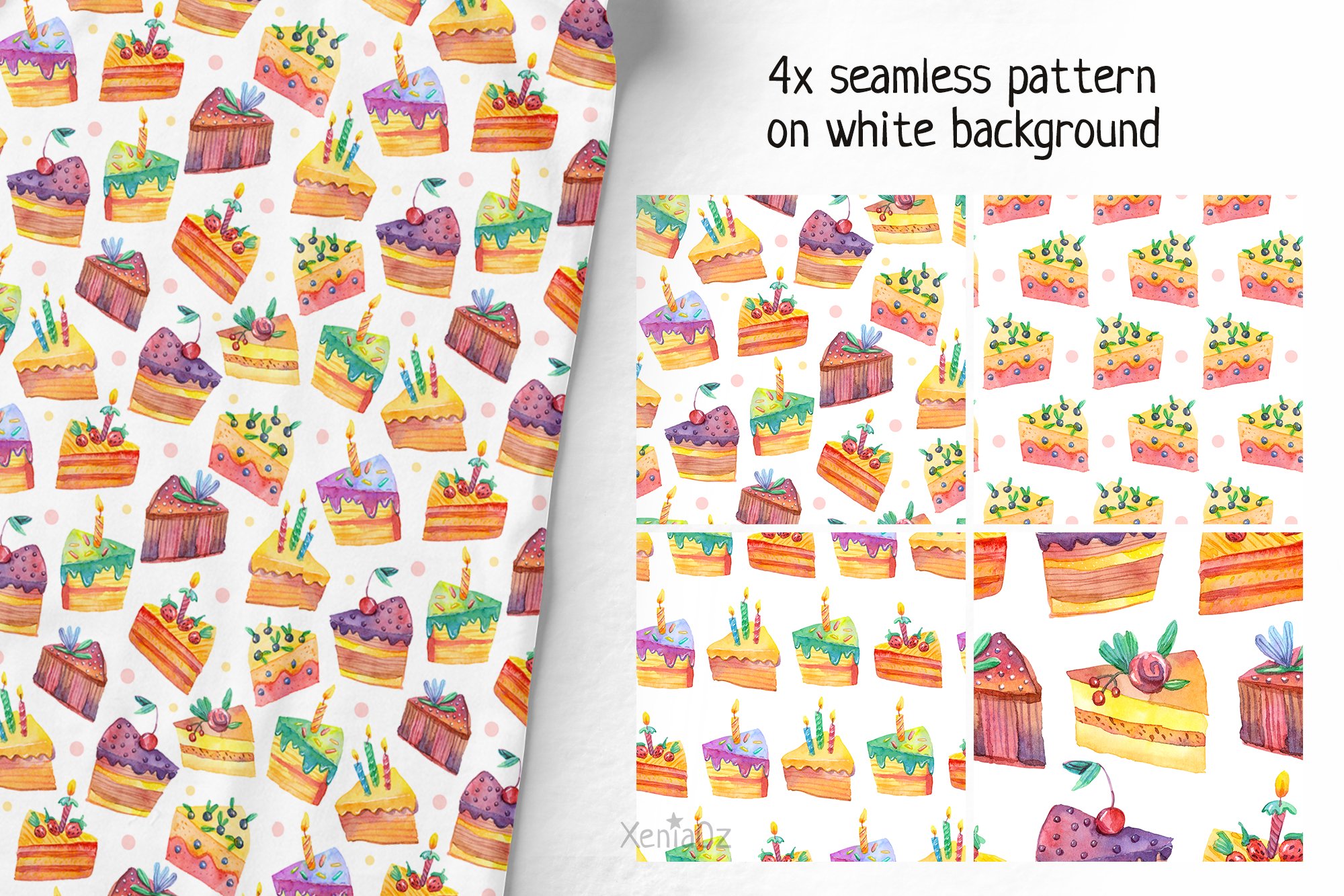 Watercolor birthday cake clipart (531603) | Illustrations | Design Bundles